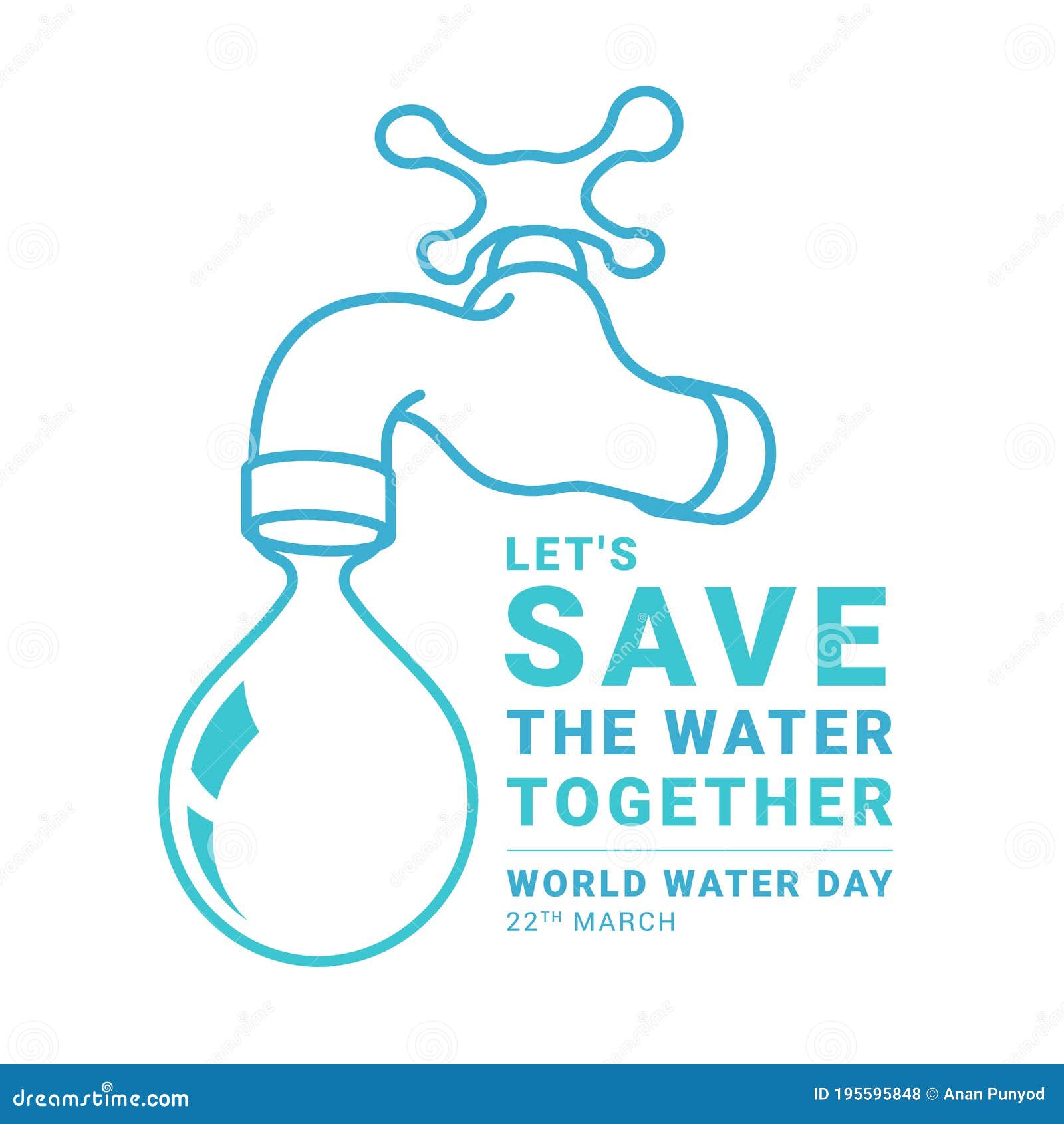 World Water Day Banner Let Is Save The Water Togetther Slogan Text