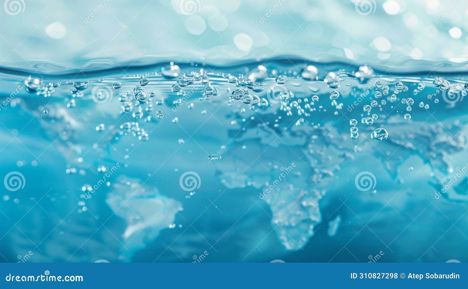 World Water Day Concept with Image of Part of World Map in Clean Water ...