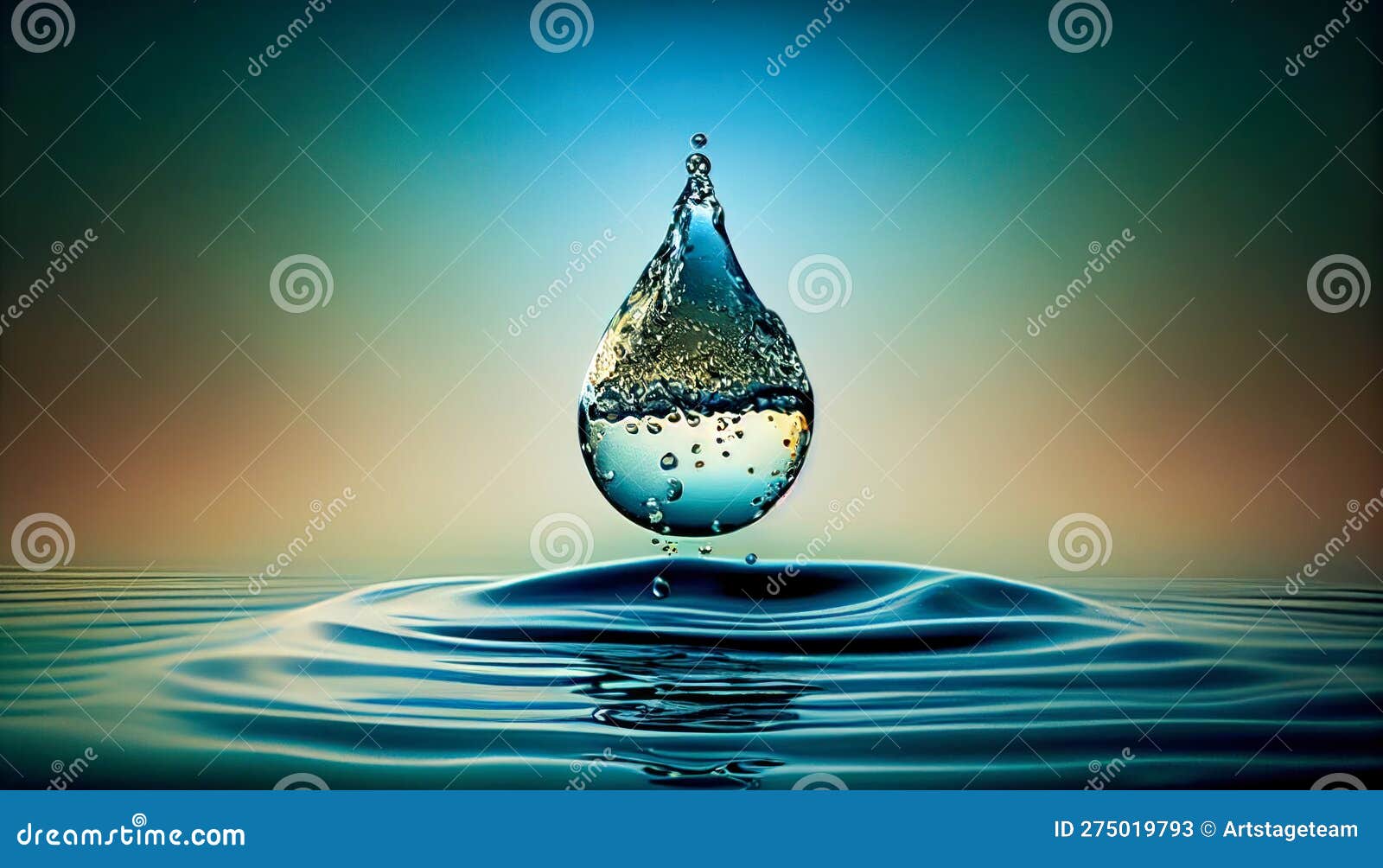 World Water Day. Realistic Drop of Water Falling. AI Generated Stock ...