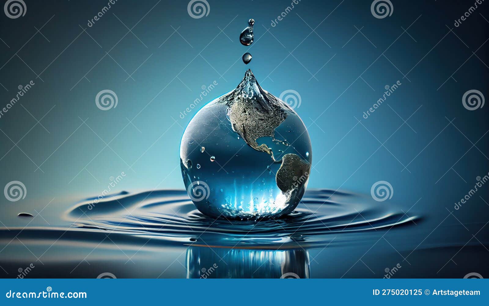 World Water Day. Realistic Drop of Water Falling. AI Generated Stock ...