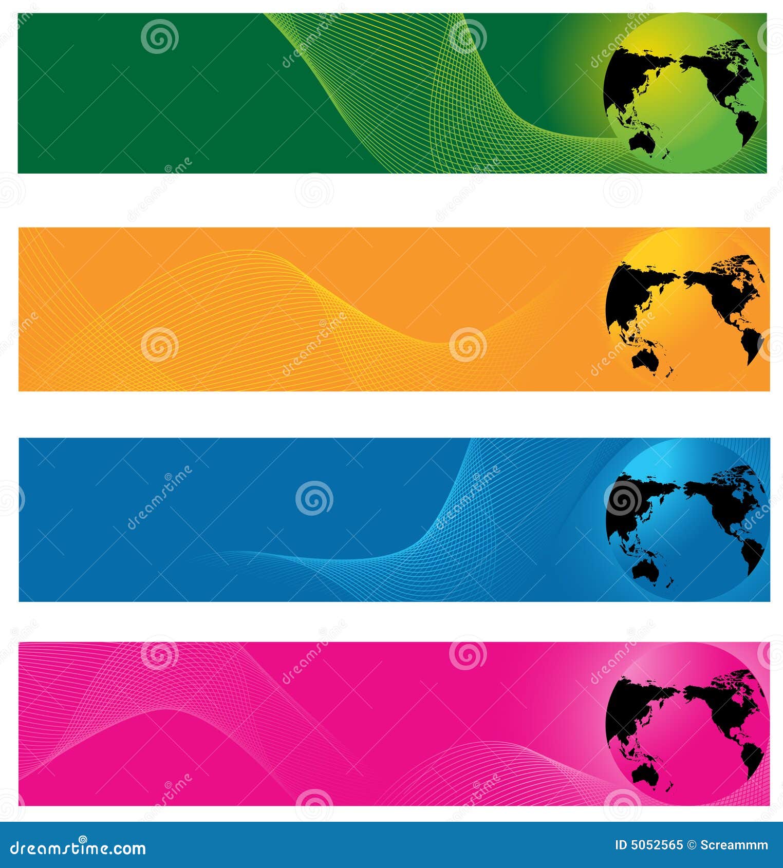 World and Wave Line Web Banner Background Stock Illustration ...
