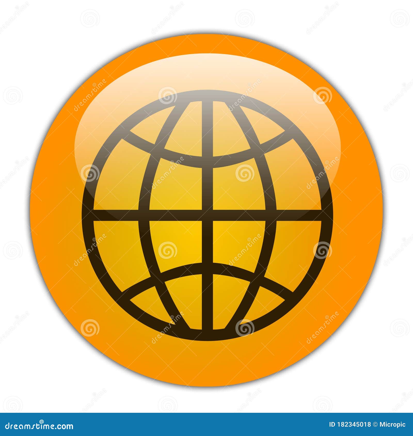 World Web Icon Symbol on Orange Gradient Crystal Button Stock ...