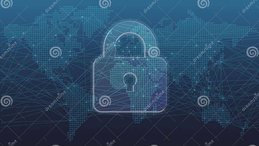 World Web Network Security with Map Stock Illustration - Illustration ...