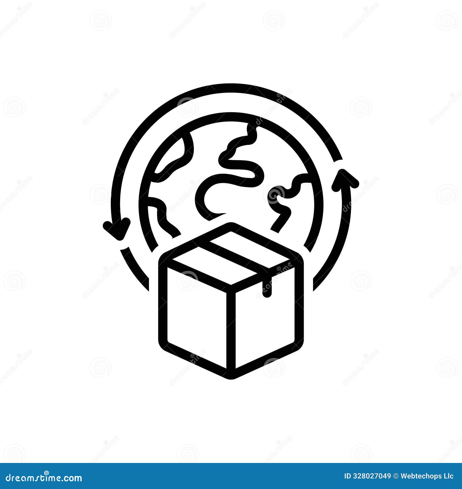 Black Line Icon for World Wide Delivery, Worldwide and Goods Stock ...