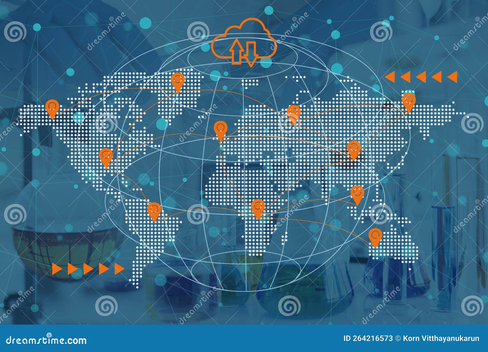 World Wide Shipping and Logistics Industry Concept. World Map with ...