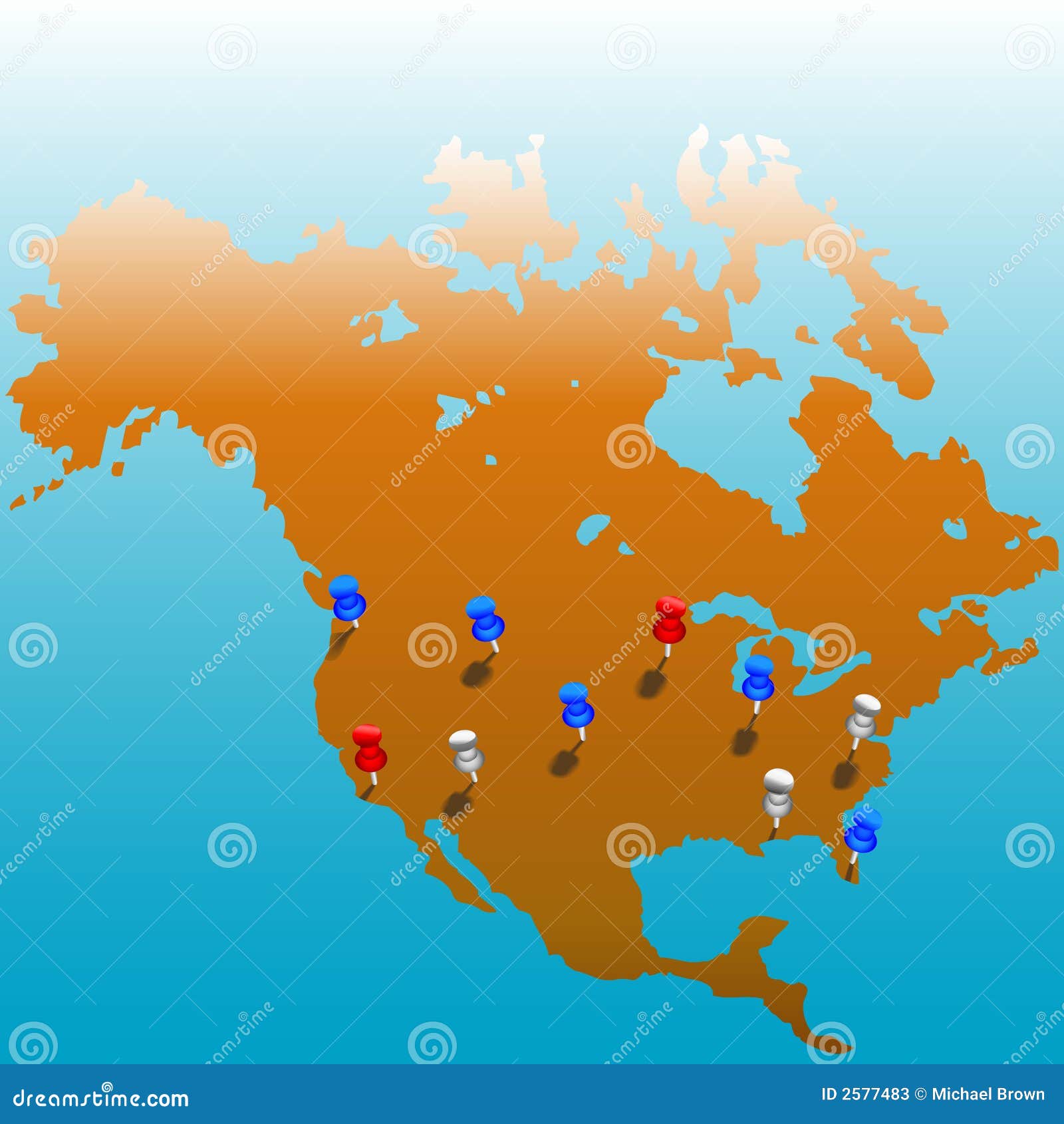 World Wide Tacks_US Map stock vector. Illustration of blue - 2577483