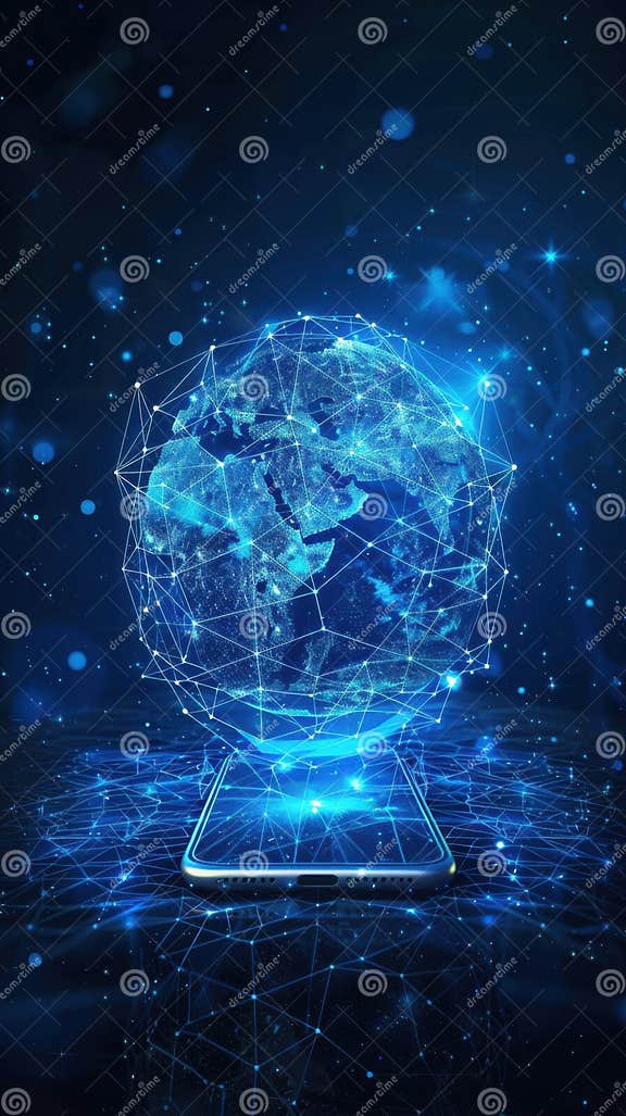 The World Wide Web in the Form of a Globe in the Phone. Global Internet ...