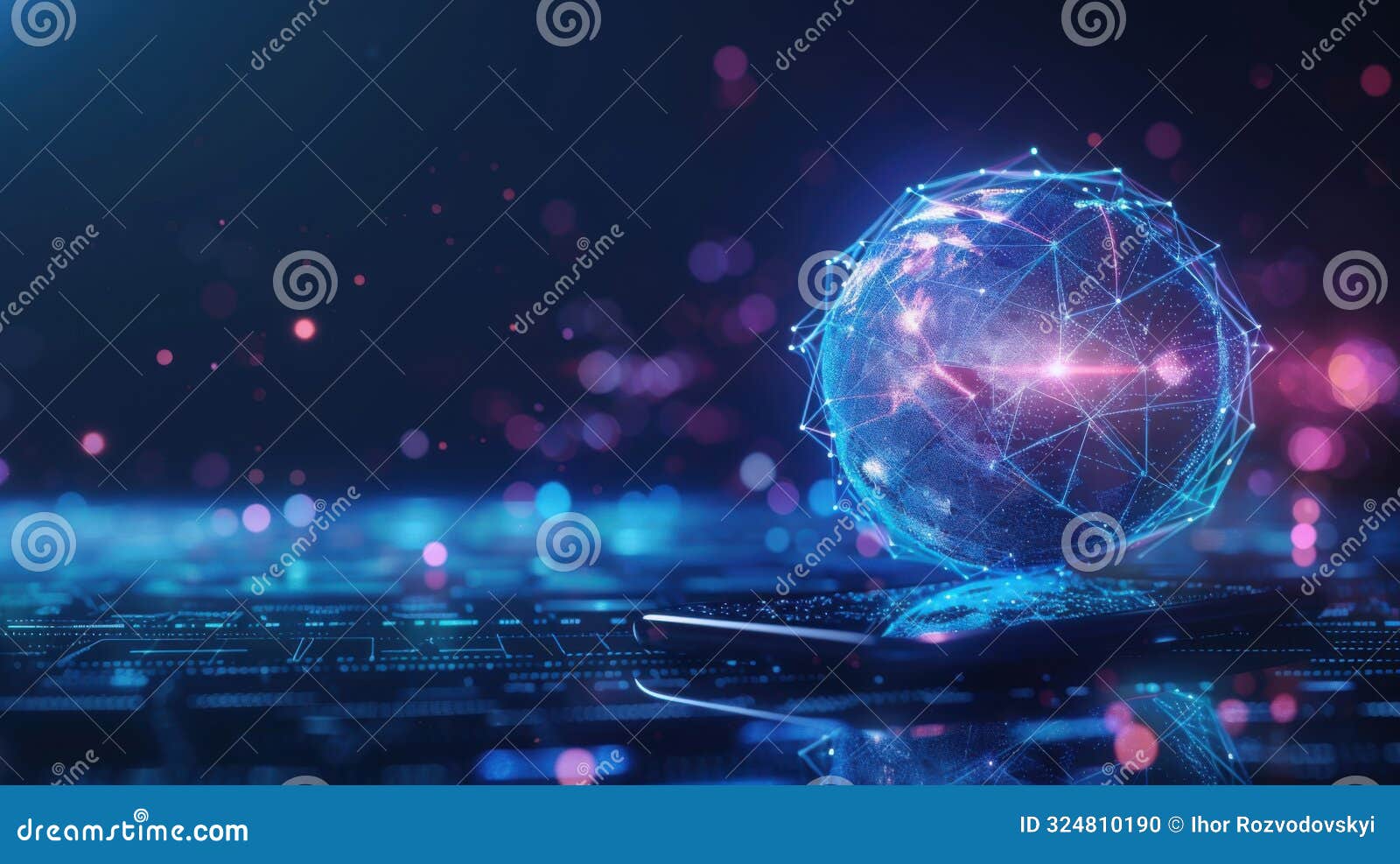 The World Wide Web in the Form of a Globe in the Phone. Global Internet ...