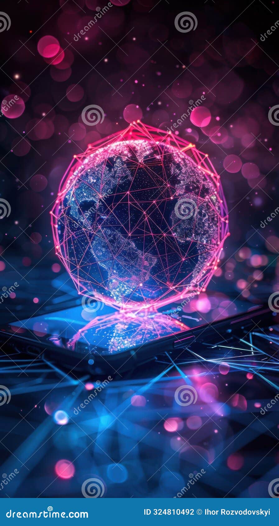 The World Wide Web in the Form of a Globe in the Phone. Global Internet ...