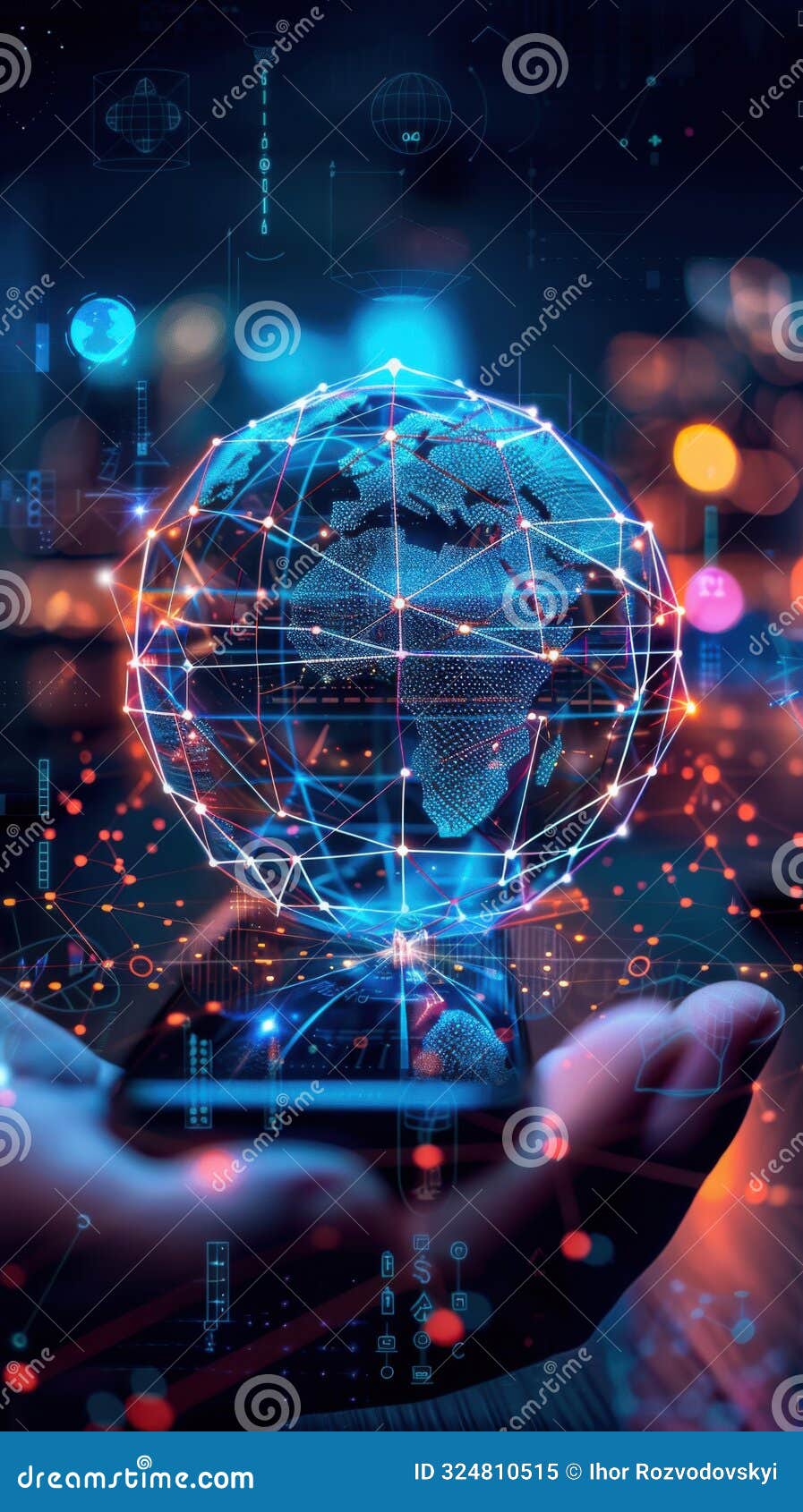 The World Wide Web in the Form of a Globe in the Phone. Global Internet ...