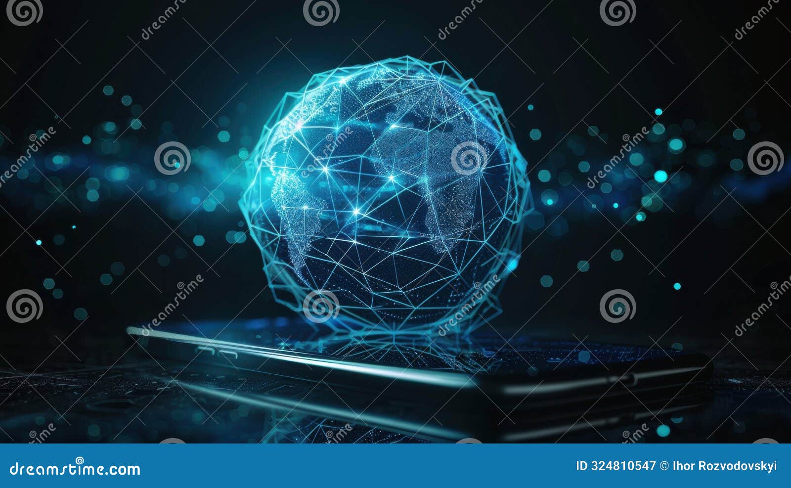 The World Wide Web in the Form of a Globe in the Phone. Global Internet ...