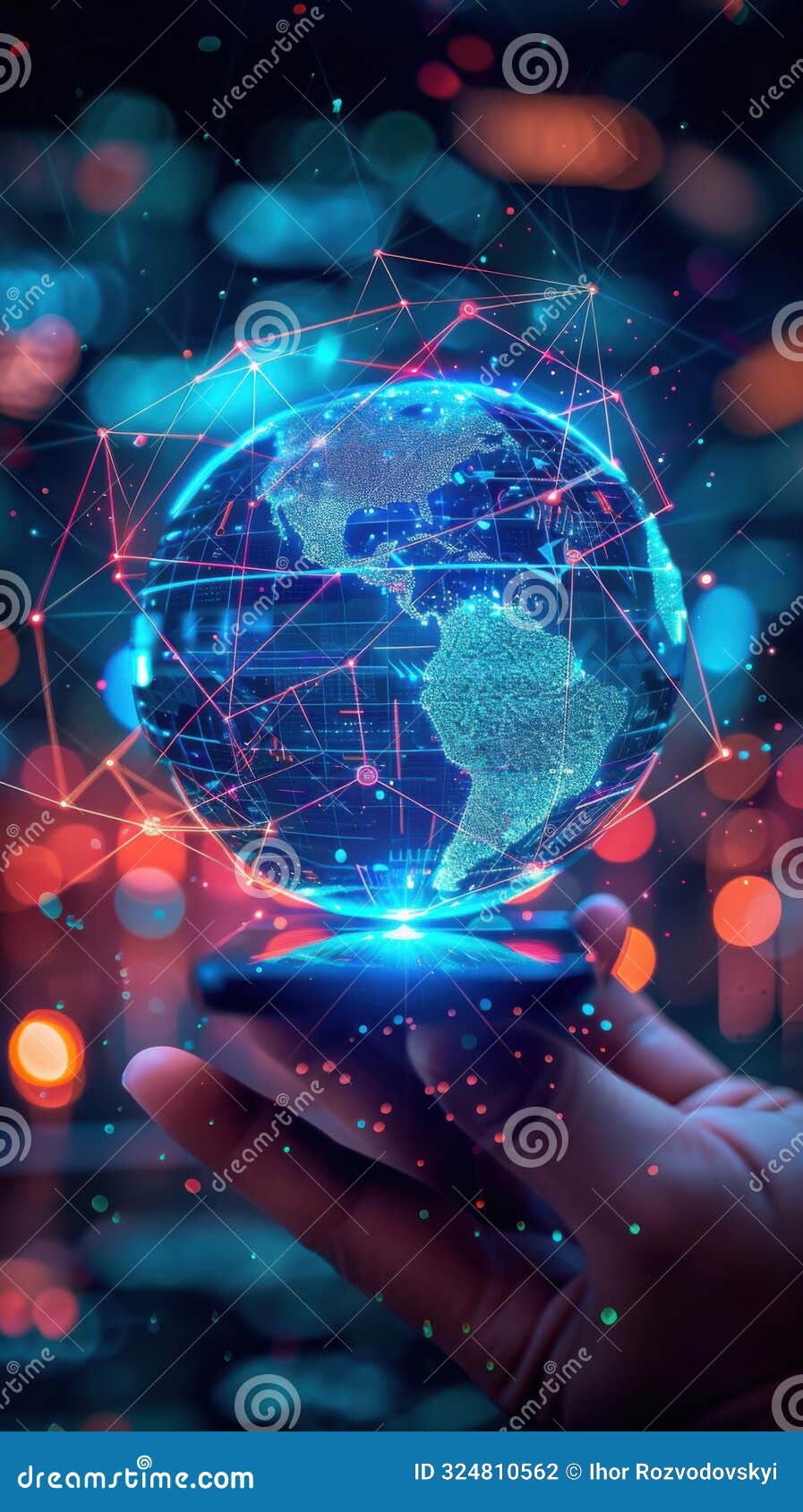 The World Wide Web in the Form of a Globe in the Phone. Global Internet ...