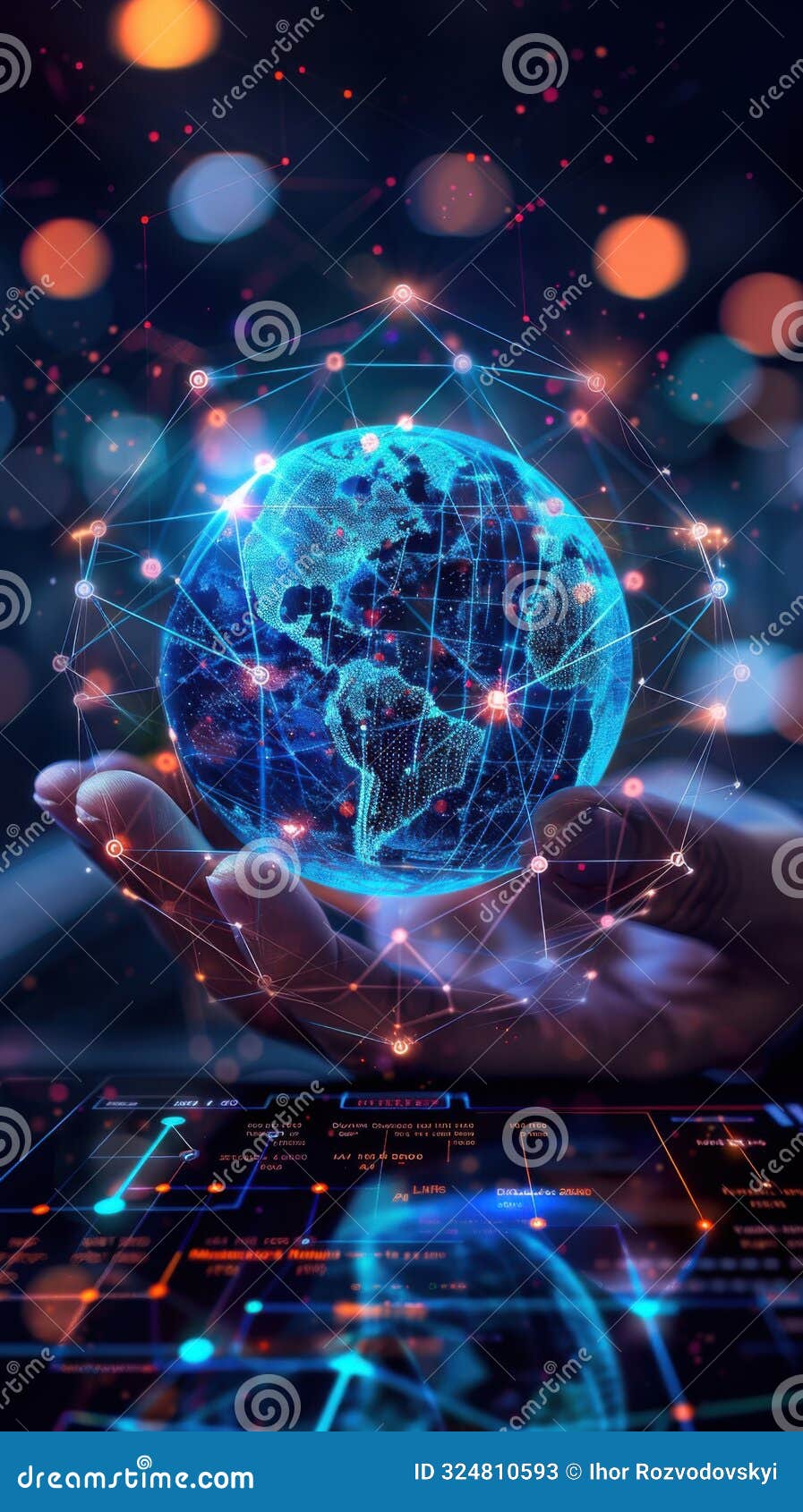 The World Wide Web in the Form of a Globe in the Phone. Global Internet ...