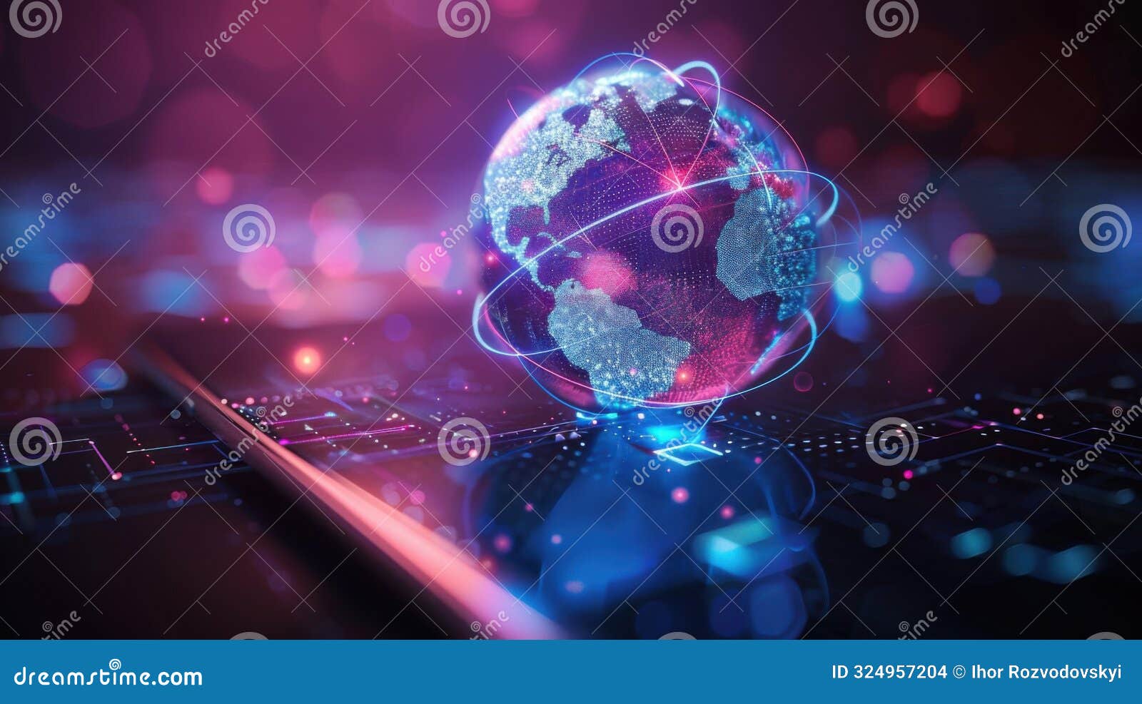 The World Wide Web in the Form of a Globe in the Phone. Global Internet ...