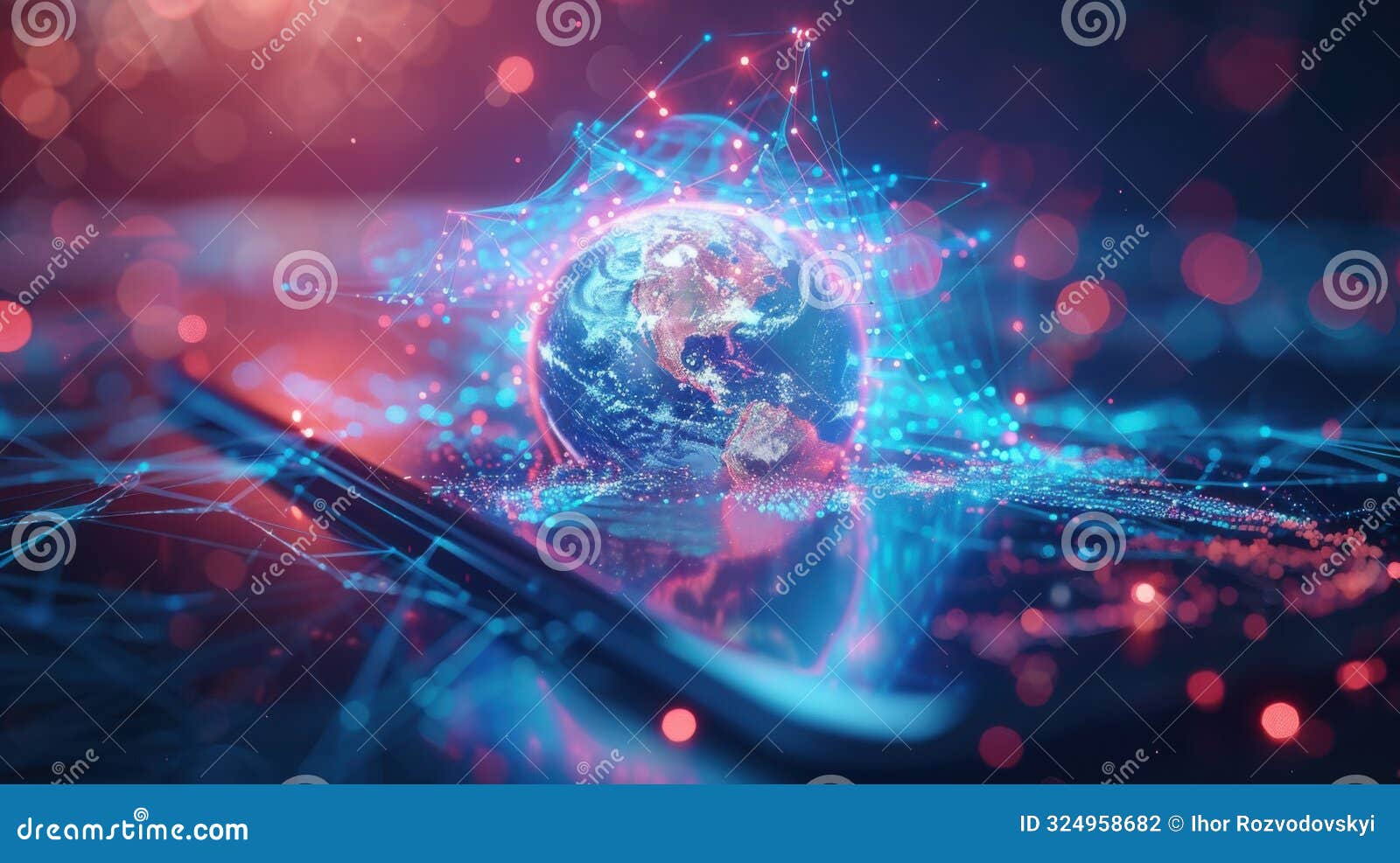 The World Wide Web in the Form of a Globe in the Phone. Global Internet ...