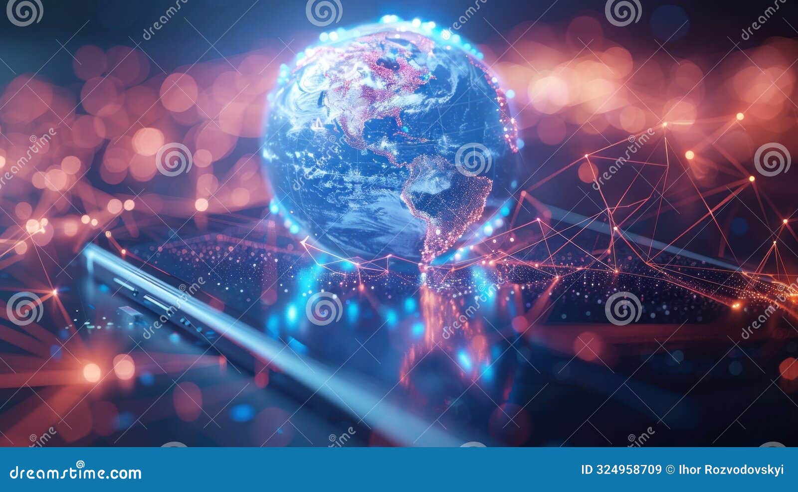 The World Wide Web in the Form of a Globe in the Phone. Global Internet ...