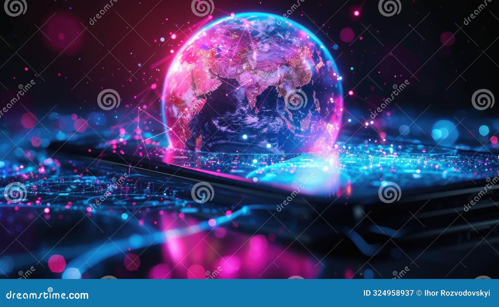 The World Wide Web in the Form of a Globe in the Phone. Global Internet ...