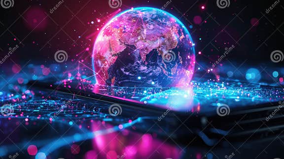 The World Wide Web in the Form of a Globe in the Phone. Global Internet ...