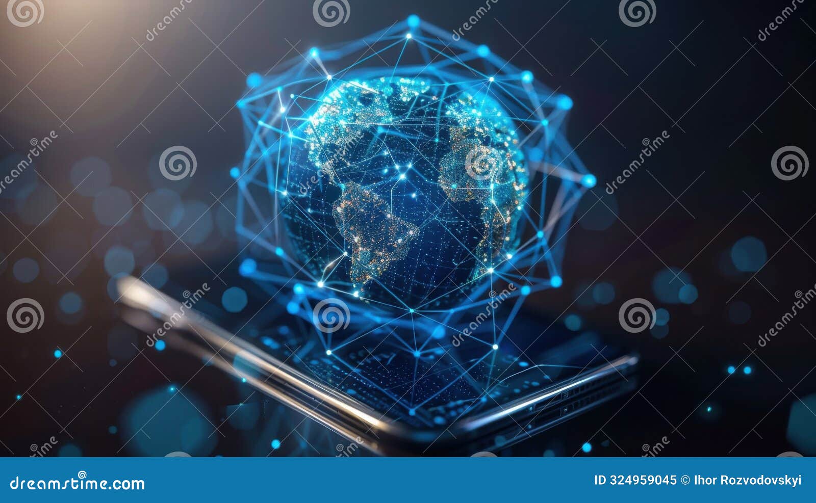 The World Wide Web in the Form of a Globe in the Phone. Global Internet ...