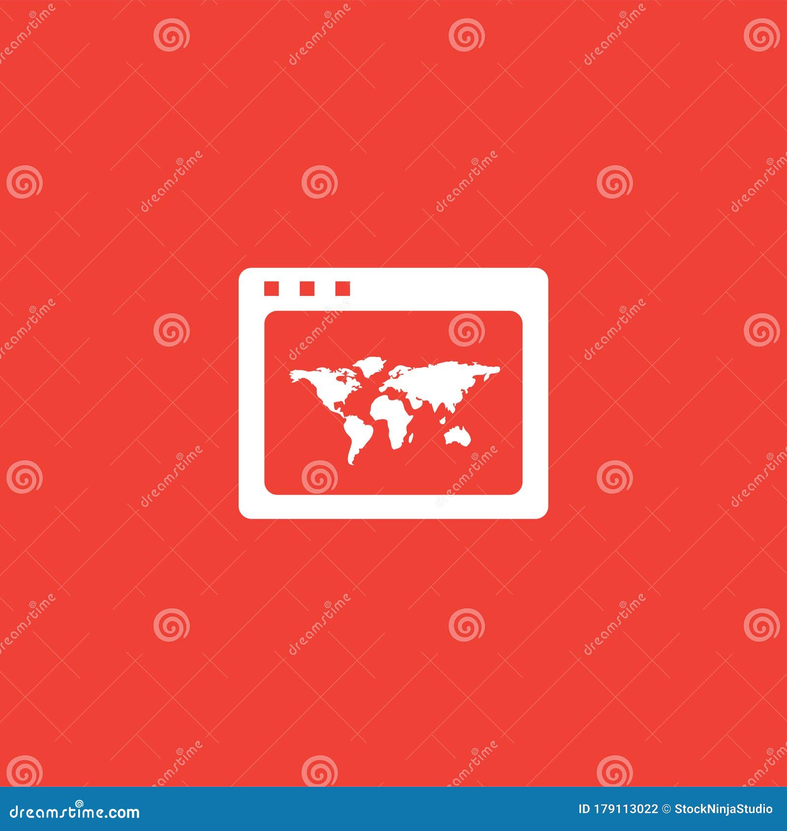 World Wide Web Icon on Red Background. Red Flat Style Vector ...