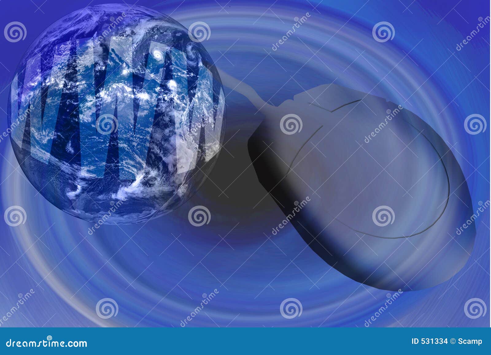 World Wide Web - Internet with Globe and Mouse Stock Illustration ...