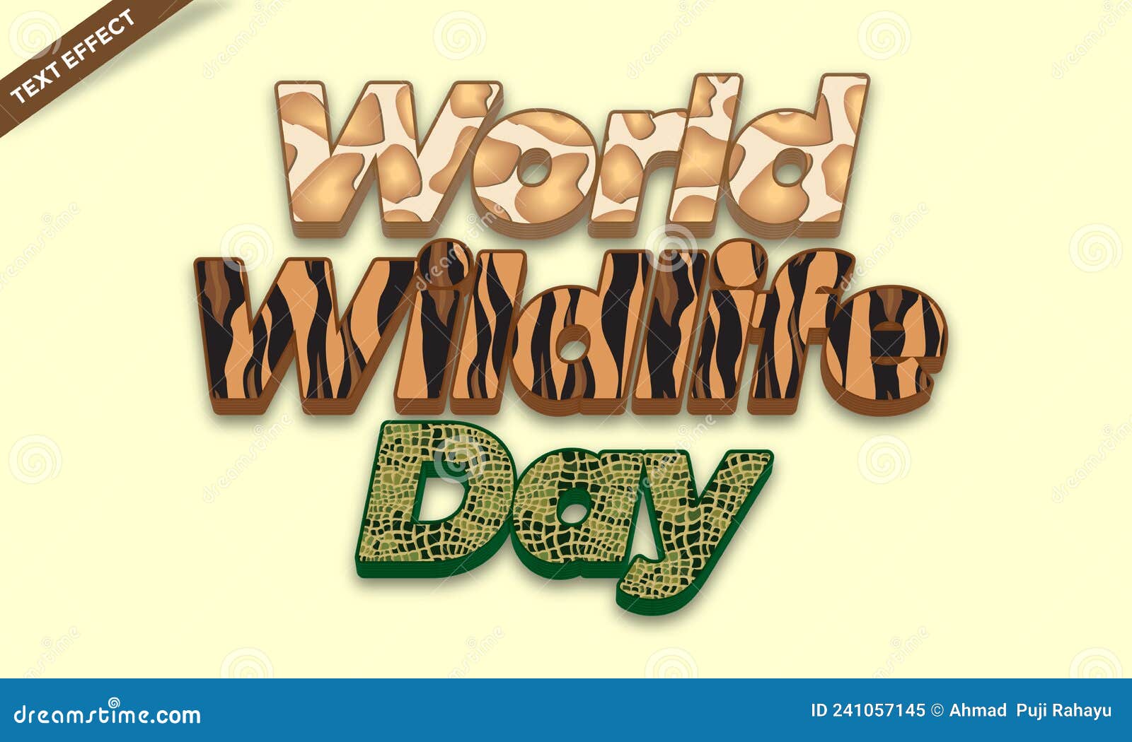 World Wildlife Day Text Effect Design Stock Vector - Illustration of ...