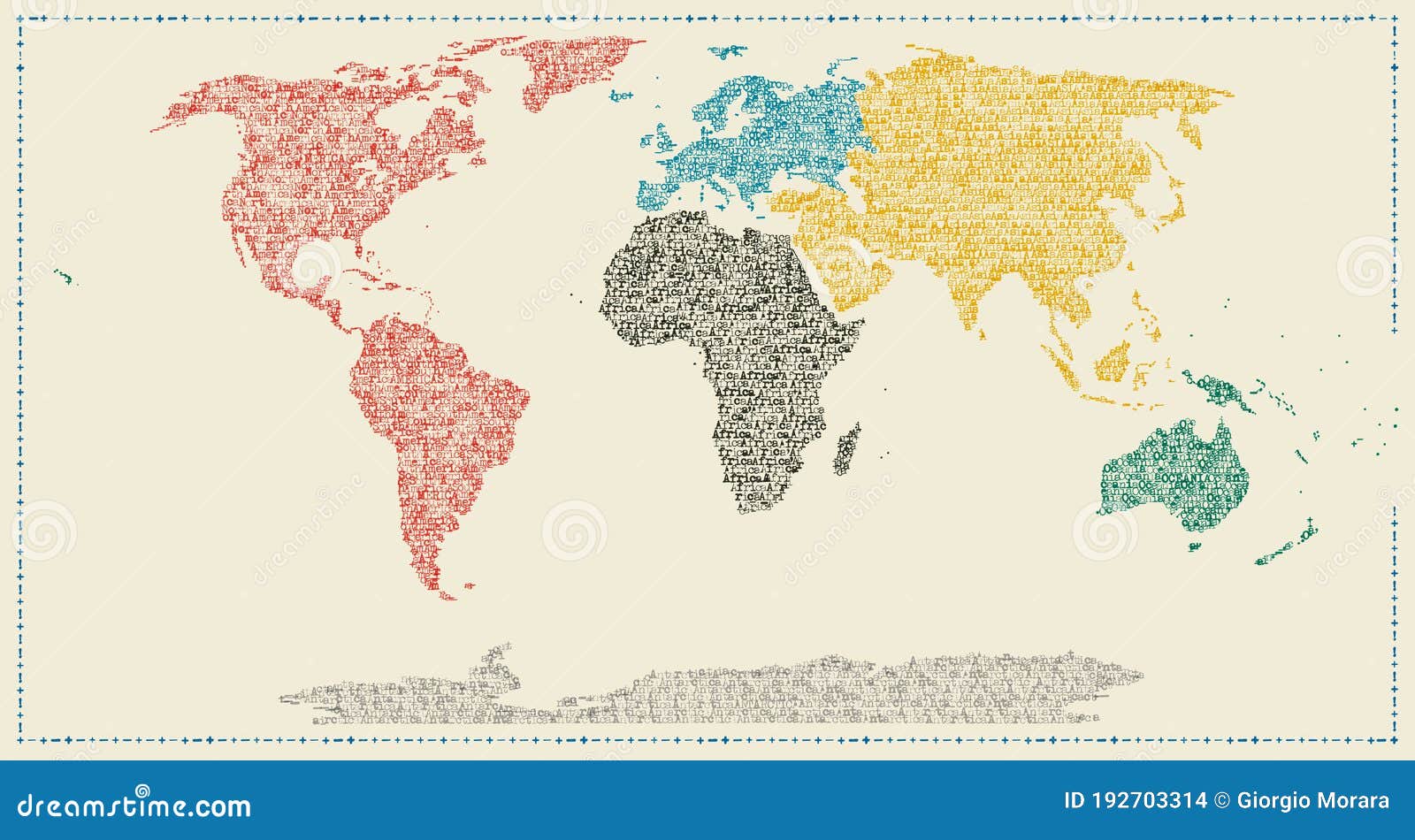 World Words Map in Vector Typewriter Art Stock Vector - Illustration of ...