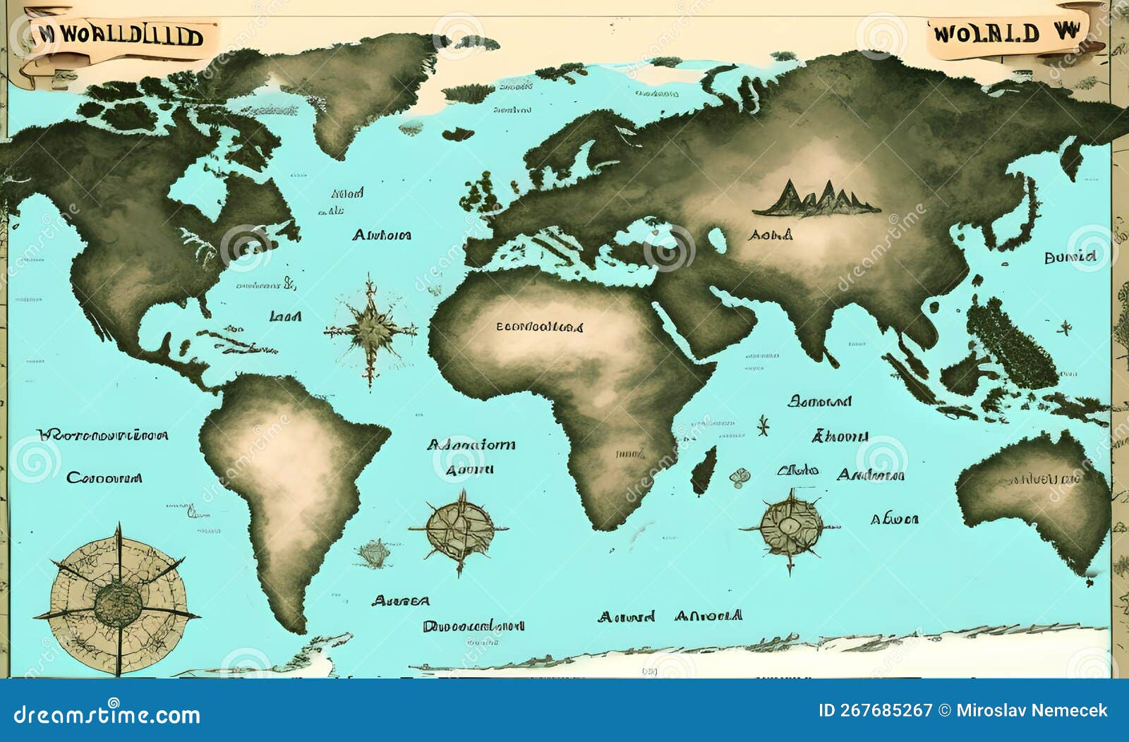 Worldbuilding World Map, Generative AI Illustration Stock Image - Image ...