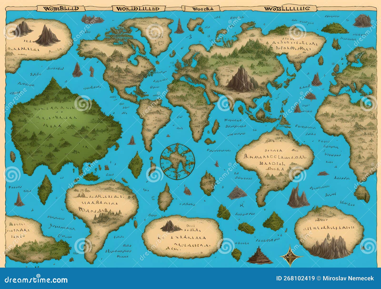 Worldbuilding World Map, Generative AI Illustration Stock Illustration ...