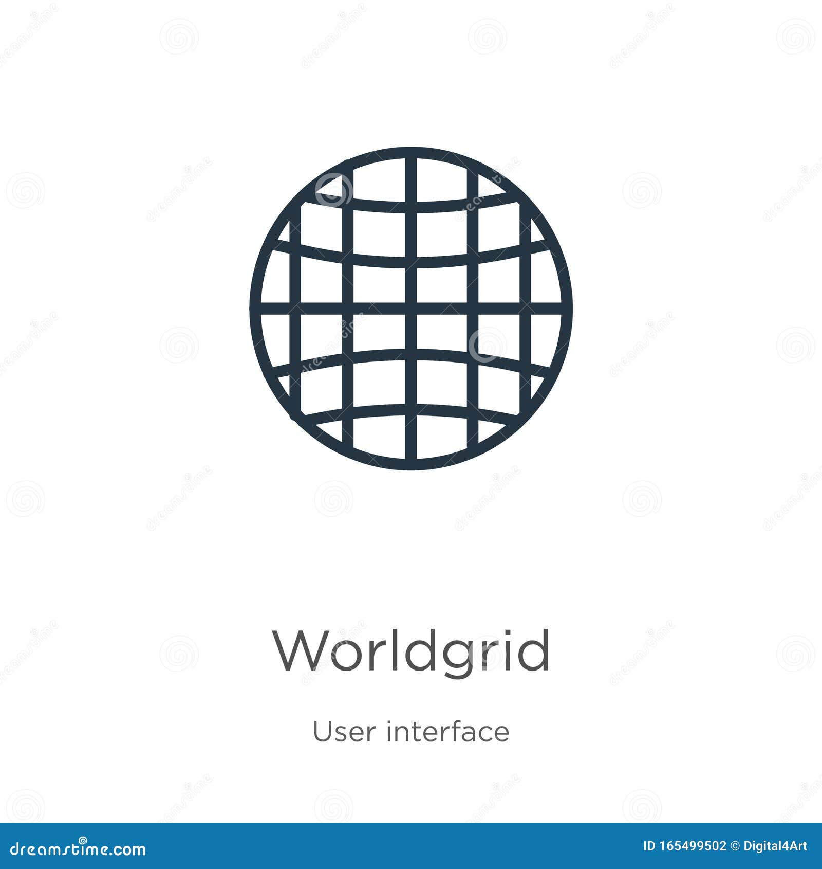 Worldgrid Icon. Thin Linear Worldgrid Outline Icon Isolated on White ...