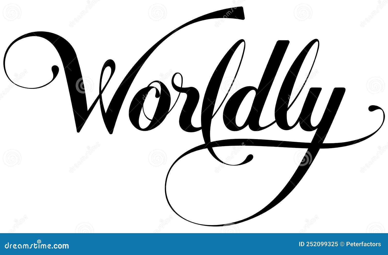 Worldly - Custom Calligraphy Text Stock Vector - Illustration of ...