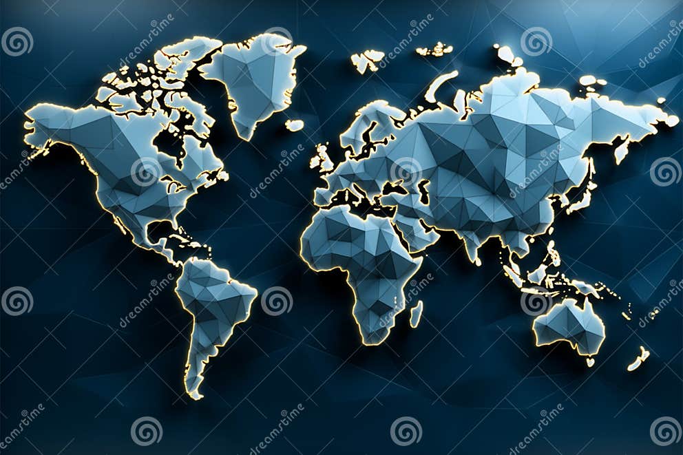Worldly Design. Geometric 3D Map Backdrop Ideal for Global Themed ...