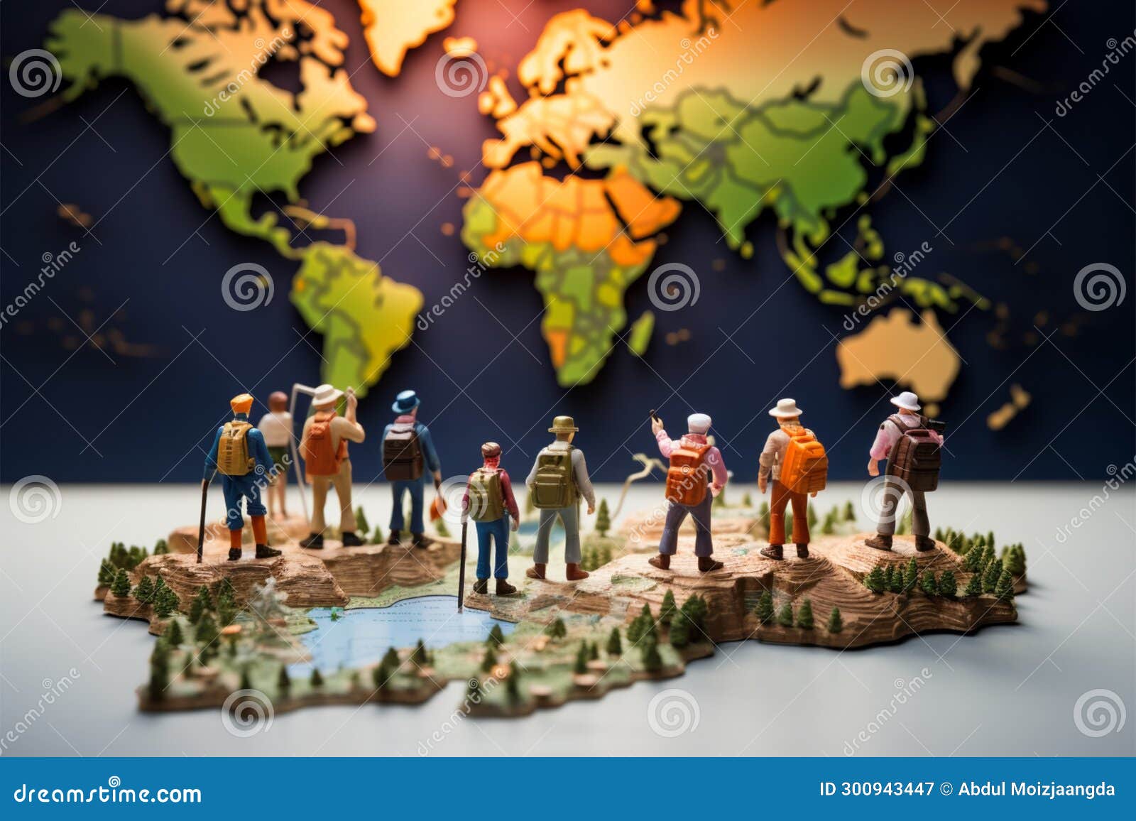 Worldly Exploration Miniature Figures Walking on a Map, Travel Concept ...