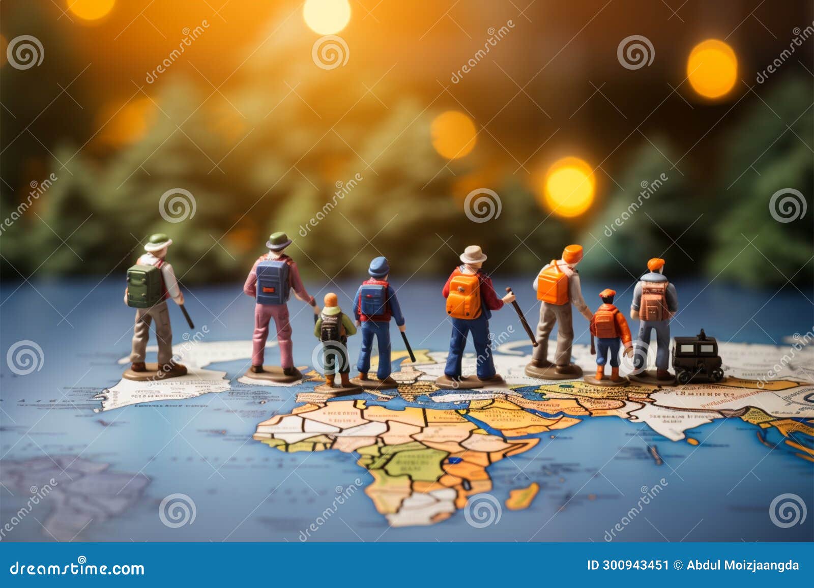 Worldly Exploration Miniature Figures Walking on a Map, Travel Concept ...