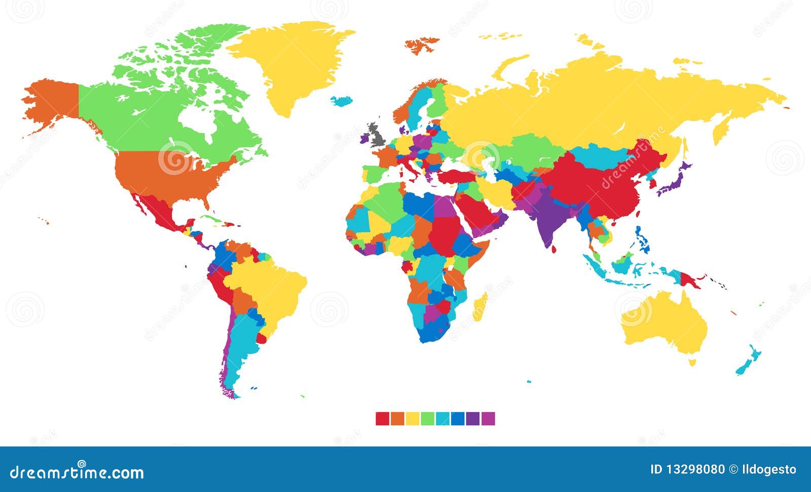 Worldmap in rainbow colors stock vector. Illustration of global - 13298080
