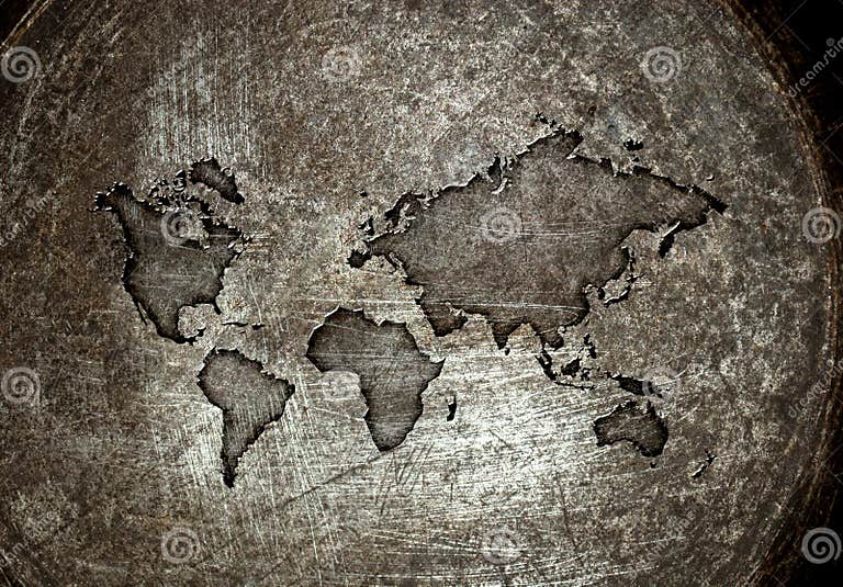Worldmap on a steel stock illustration. Illustration of board - 20668661