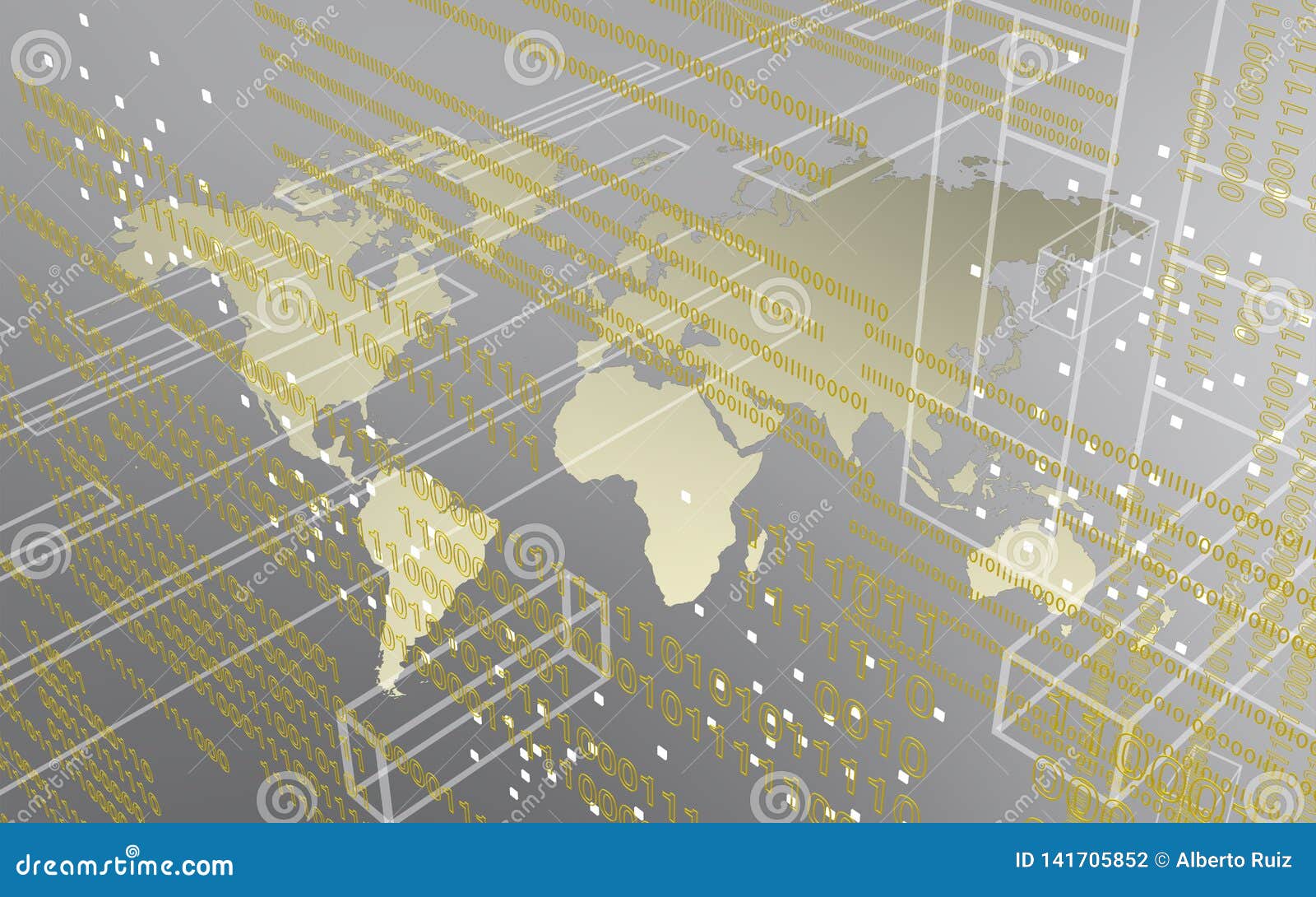 Worldmap in Tech Environment Stock Photo - Image of comunity, golden ...