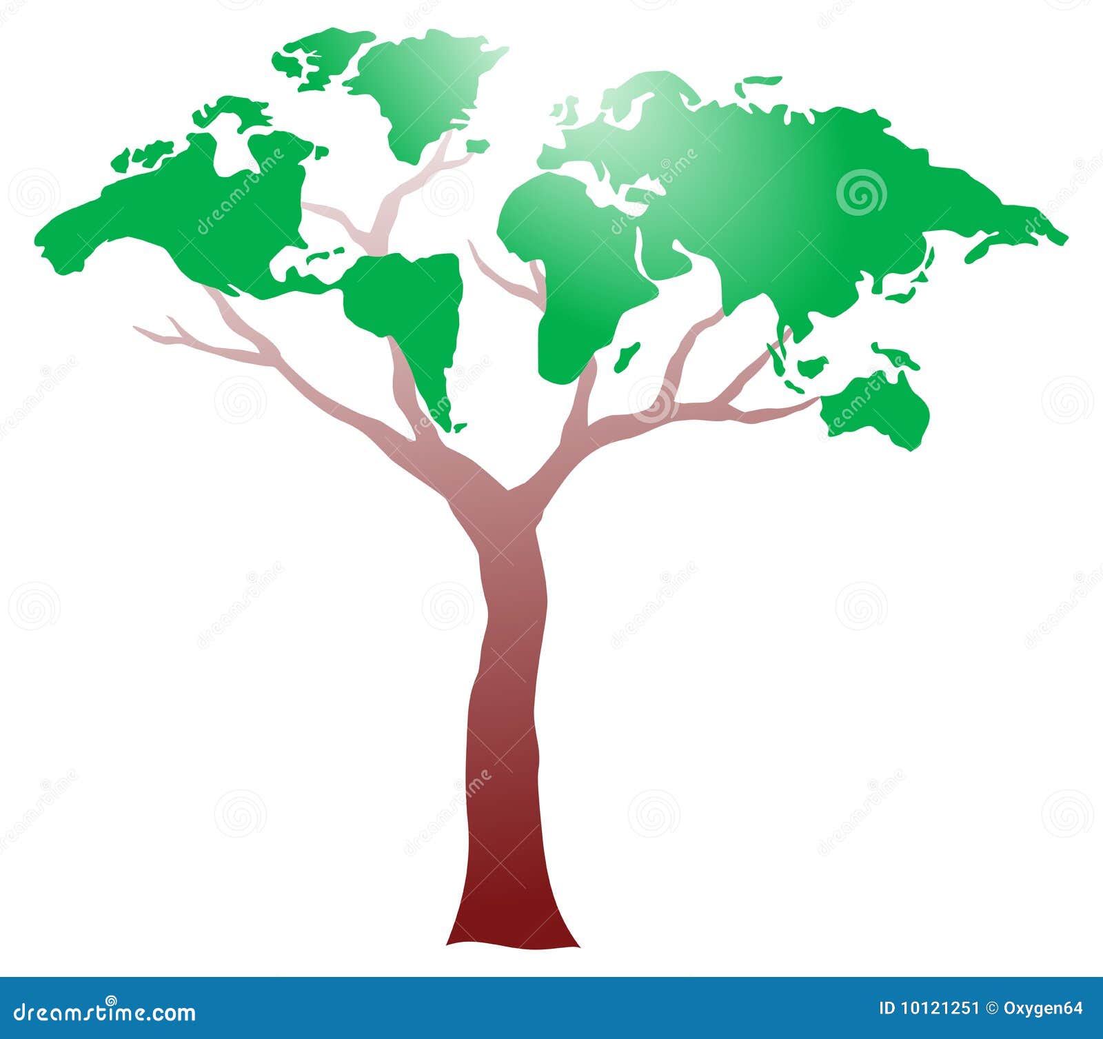 Worldmap on tree stock vector. Illustration of growing - 10121251