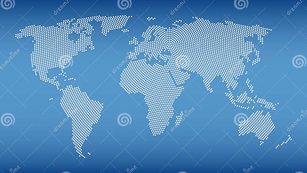 World Map with Radial Dot Pattern on Steel Blue Background Stock Illustration - Illustration of ...