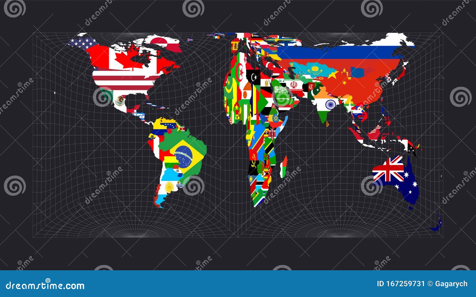 Worldmapwithallcountries Andtheirflags. Stock Vector - Illustration of ...