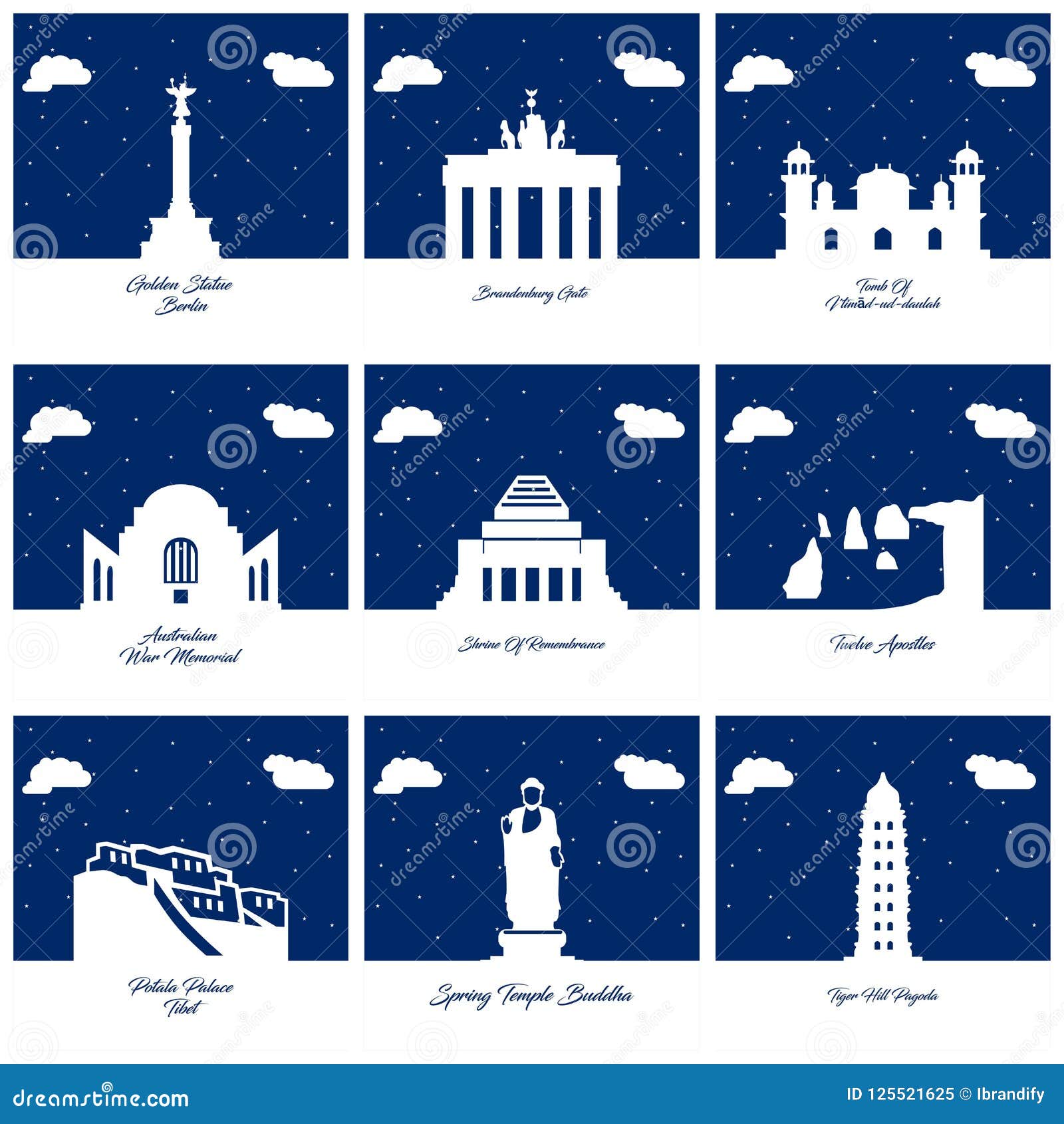Worlds Famous Monuments And Landmarks Icons Set Vector | CartoonDealer ...