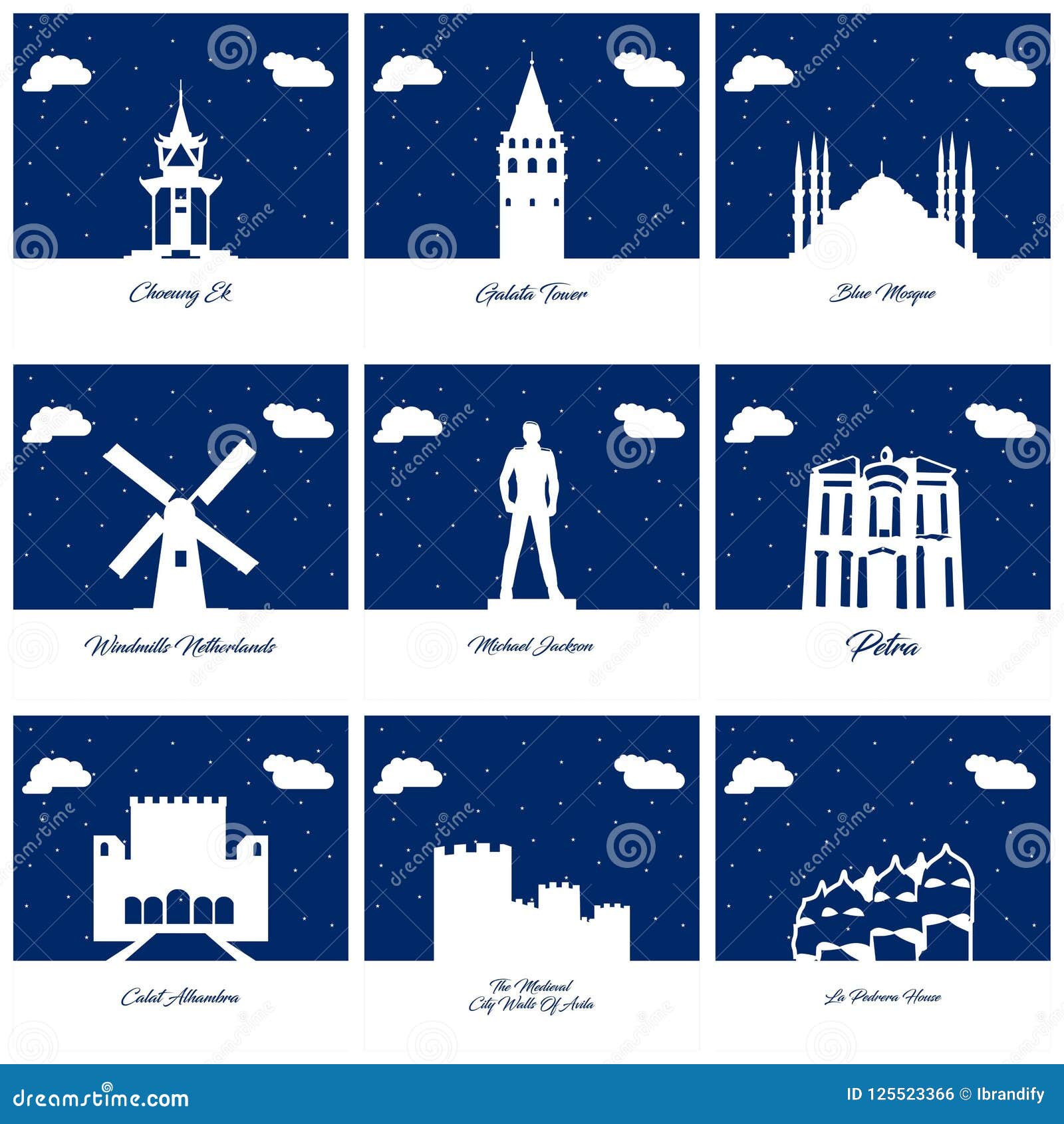 Worlds Famous Monuments and Landmarks Icons Set Vector Stock Vector ...