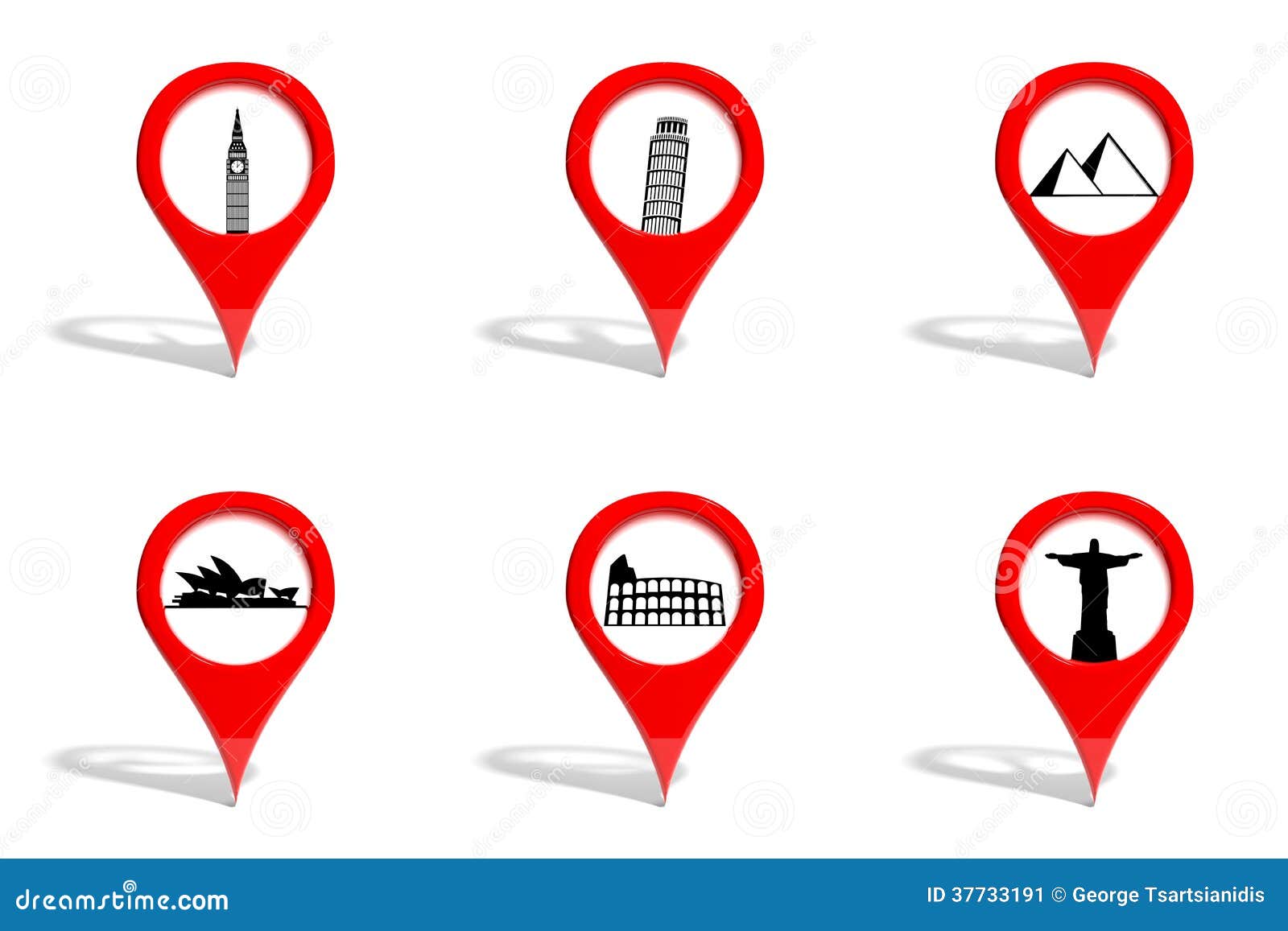 Worlds Most Famous Landmarks Editorial Photo - Illustration of ...