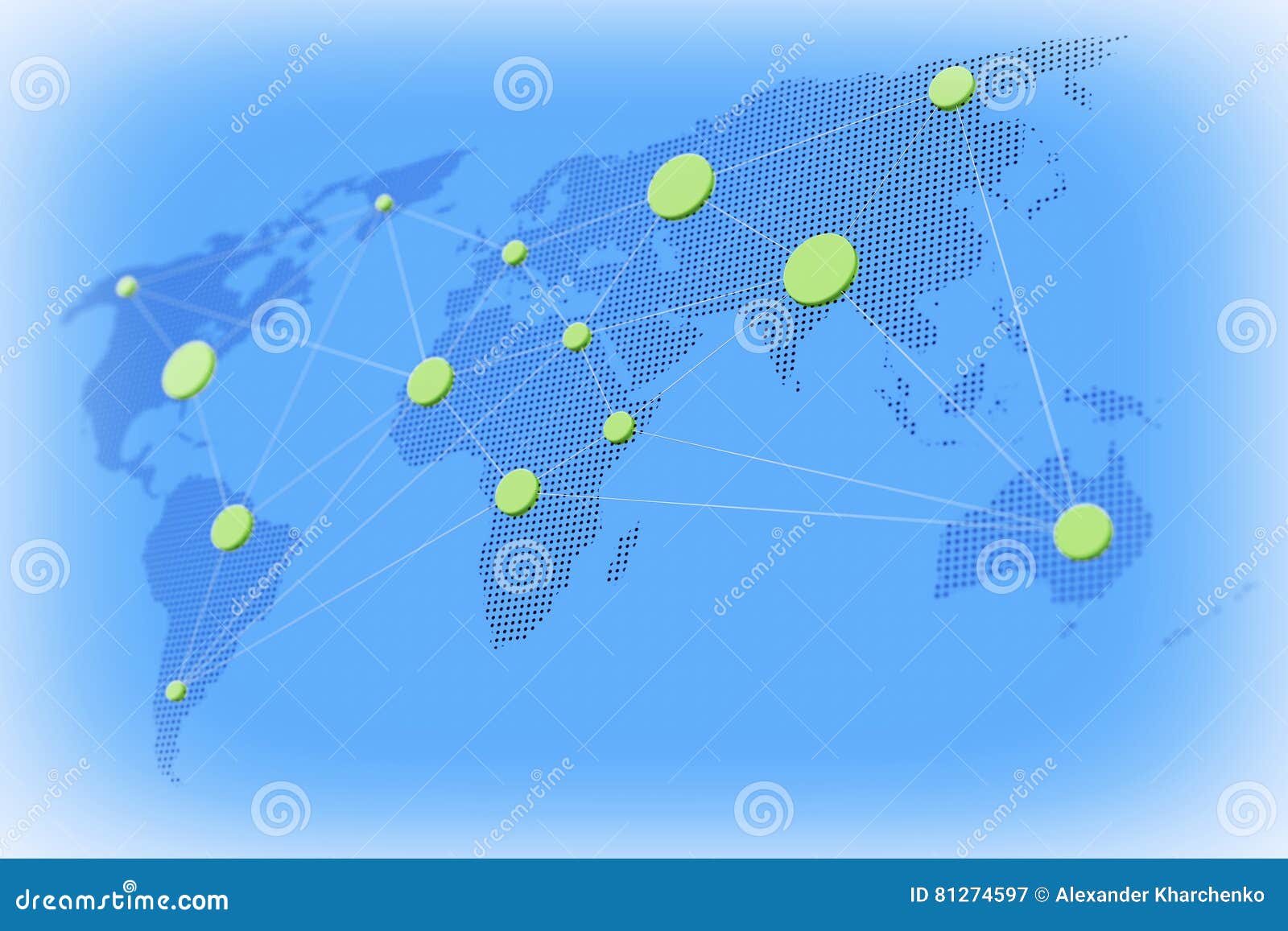 Worldwide Business Concept. World Map with Connected Nodes. 3d R Stock ...