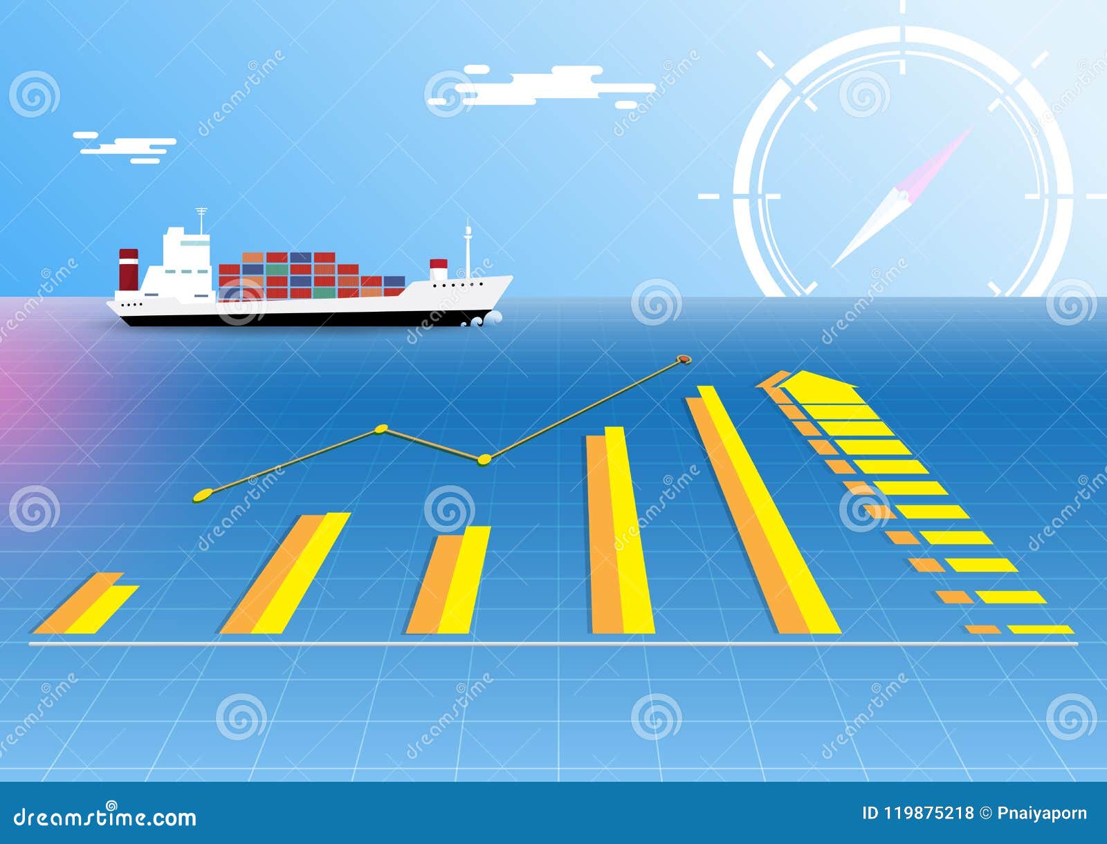 Worldwide Cargo Container Ship Delivery. Stock Illustration ...