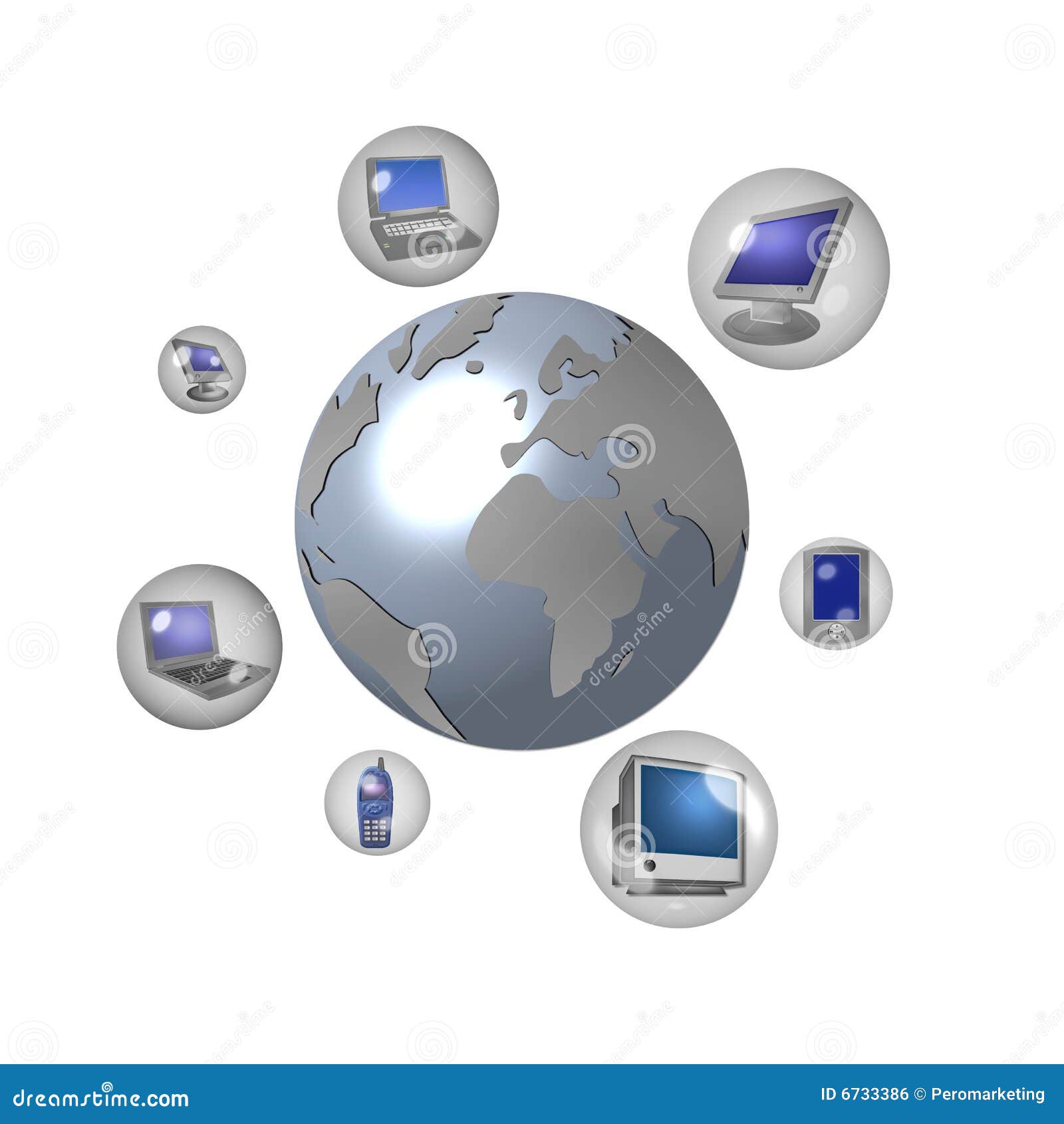 Worldwide communication stock illustration. Illustration of objects ...