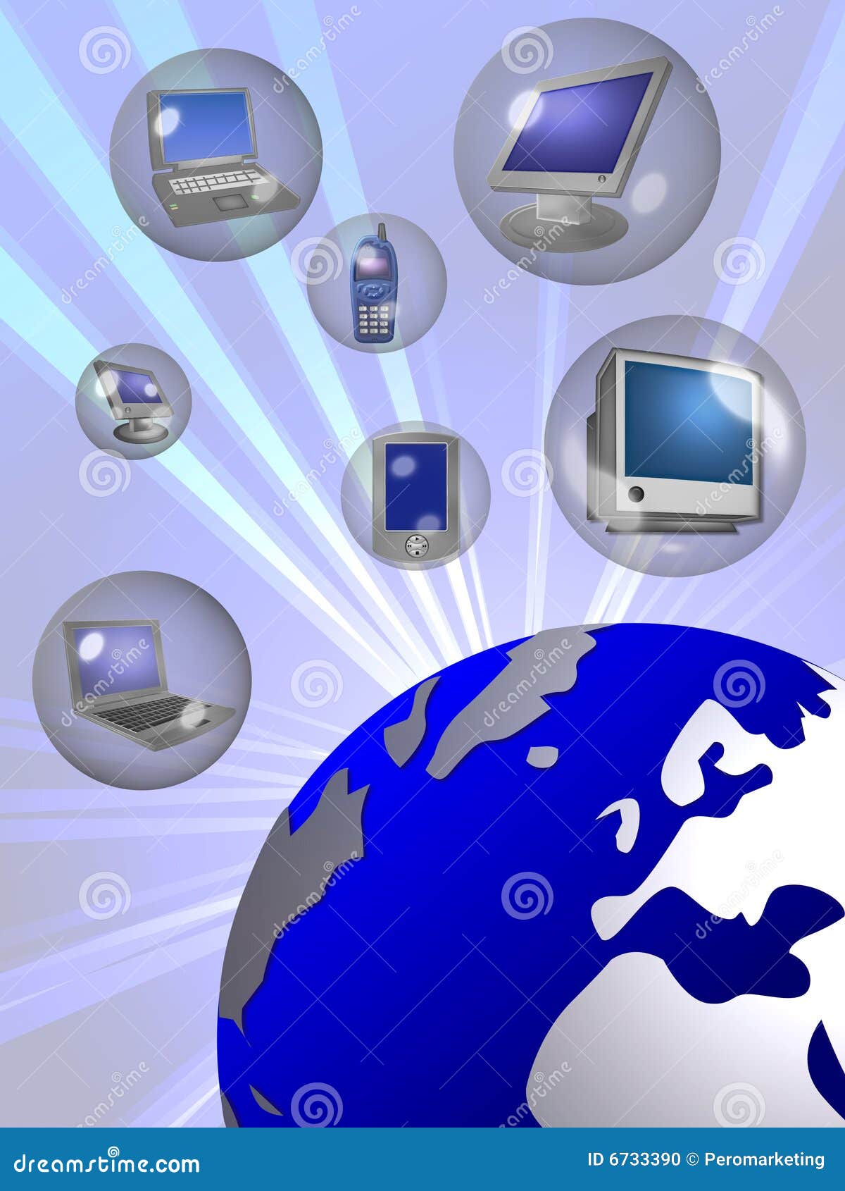 Worldwide Communication stock illustration. Illustration of rays - 6733390