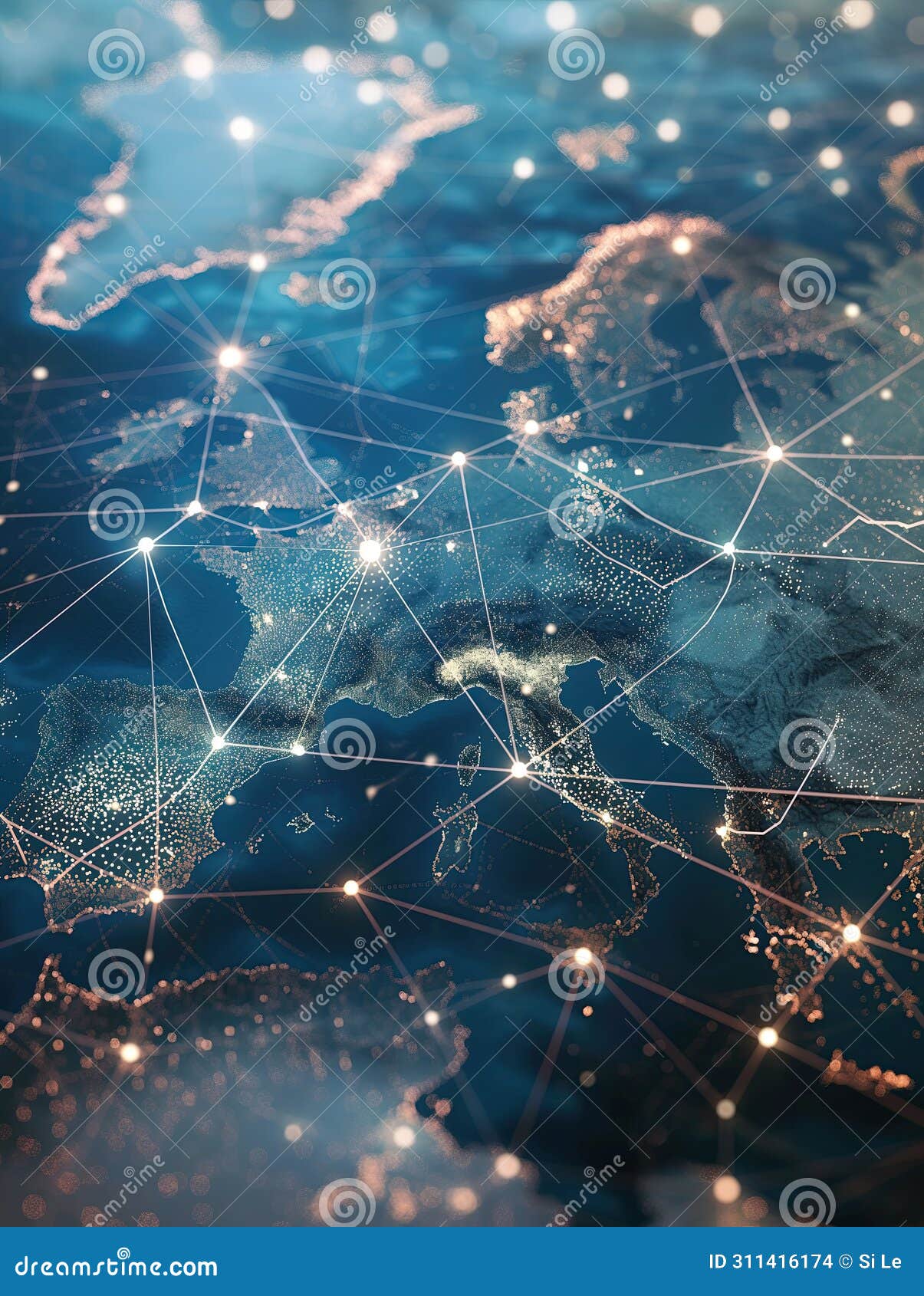 Worldwide Data Exchange: Global Network with Glowing Nodes and Lines on ... Worldwide Data Exchange: Global Network with Glowing Nodes and Lines on ...