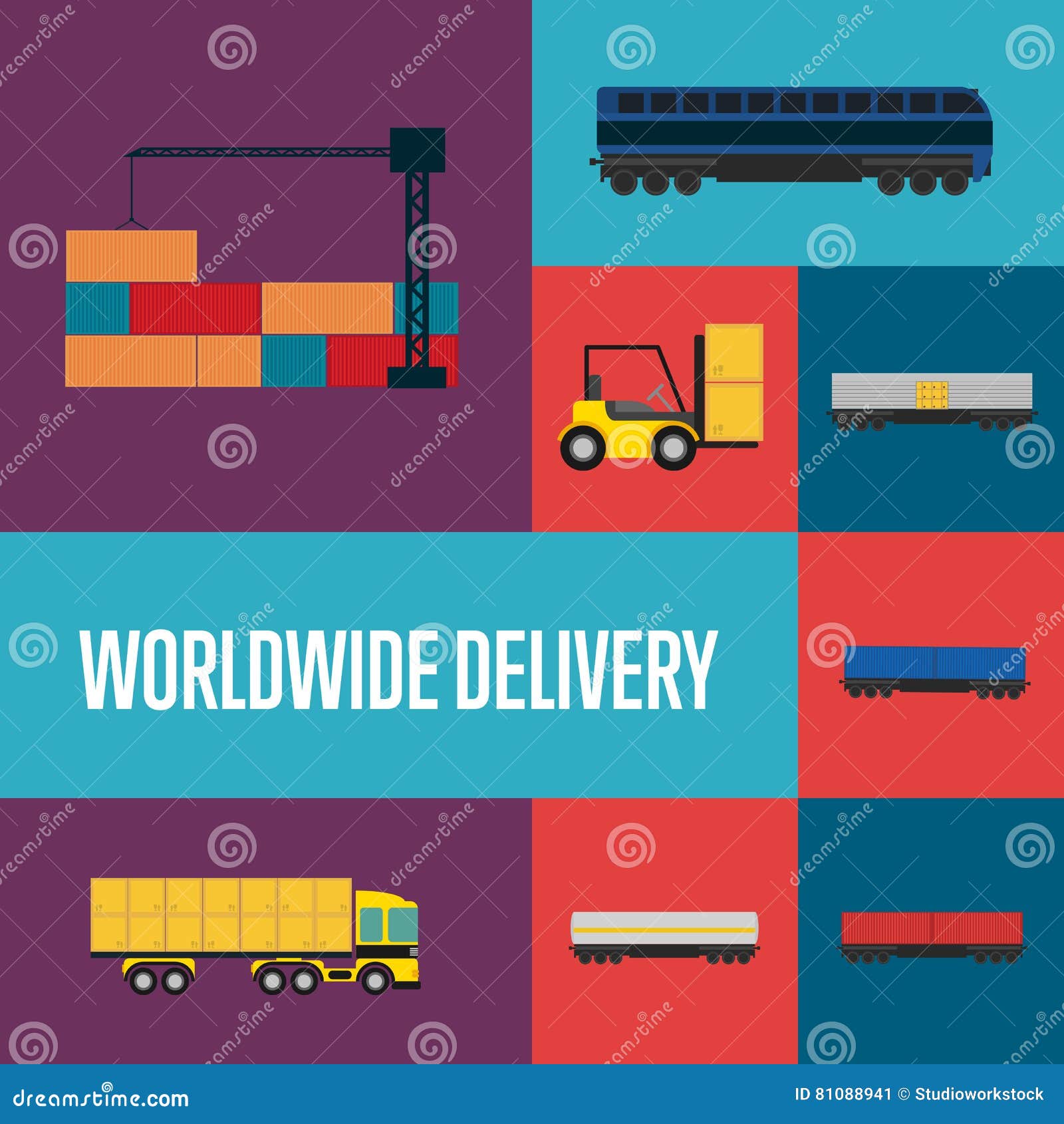 Worldwide Delivery Icon Set Stock Vector - Illustration of export, load ...