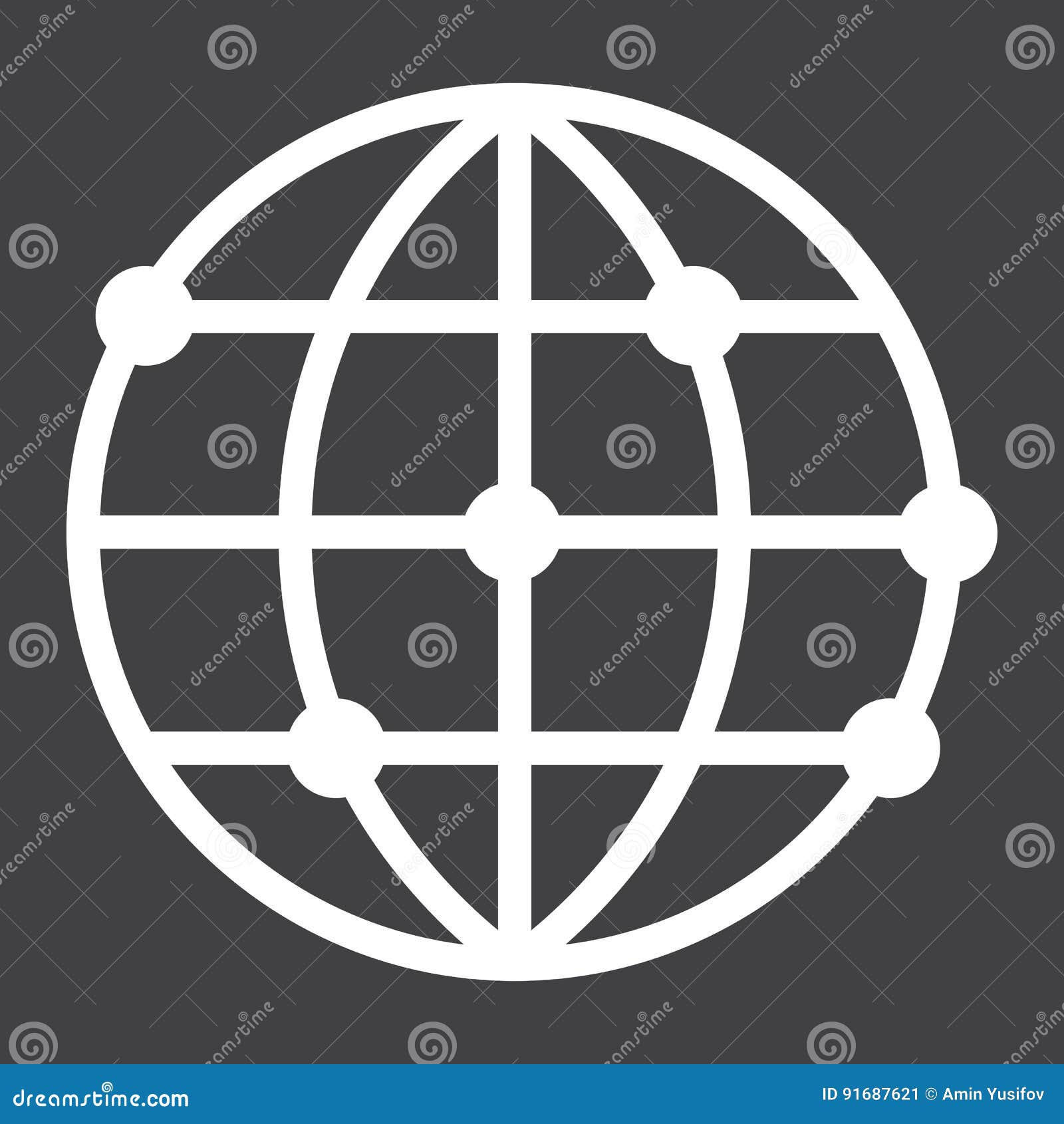 Worldwide Line Icon, Globe and Website Stock Vector - Illustration of ...